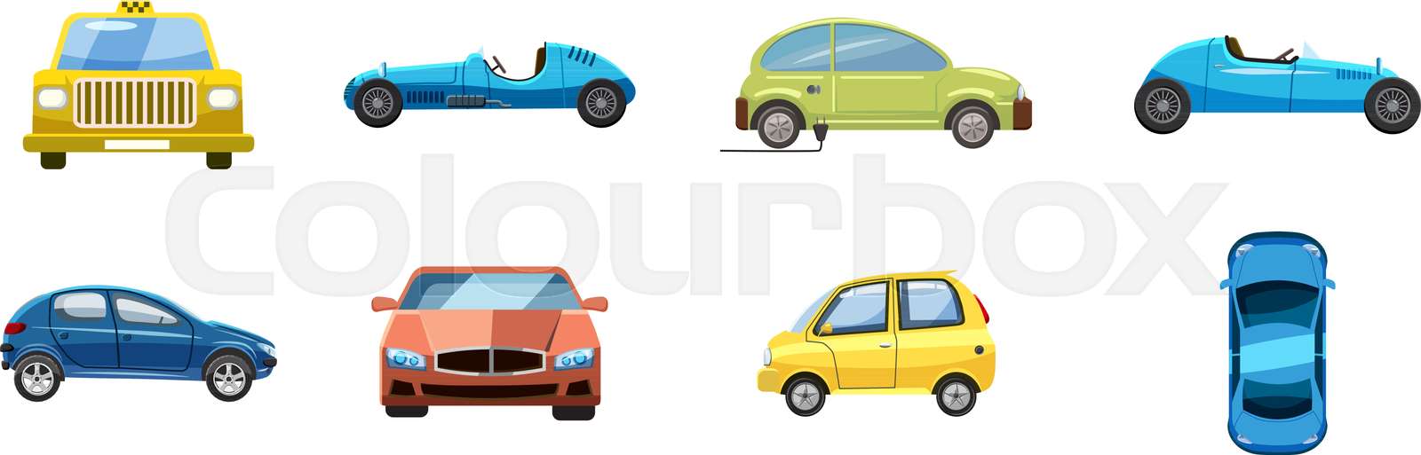 Car icon set, cartoon style | Stock vector | Colourbox