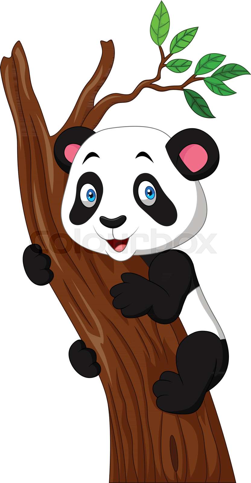 Cartoon panda climbing a tree | Stock vector | Colourbox