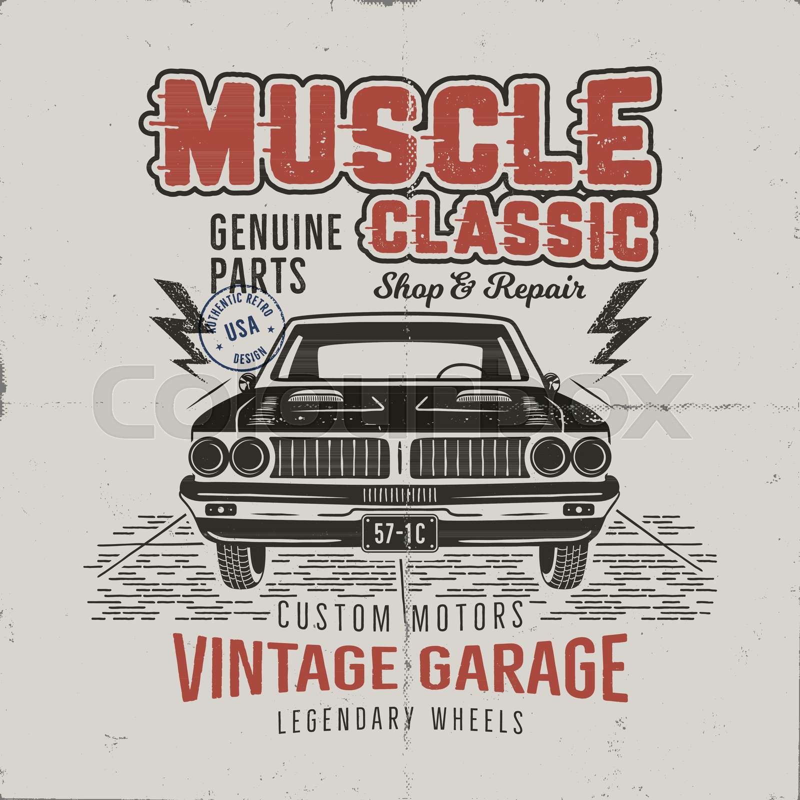 Vintage hand drawn muscle car t shirt design. Classic car poster with ...