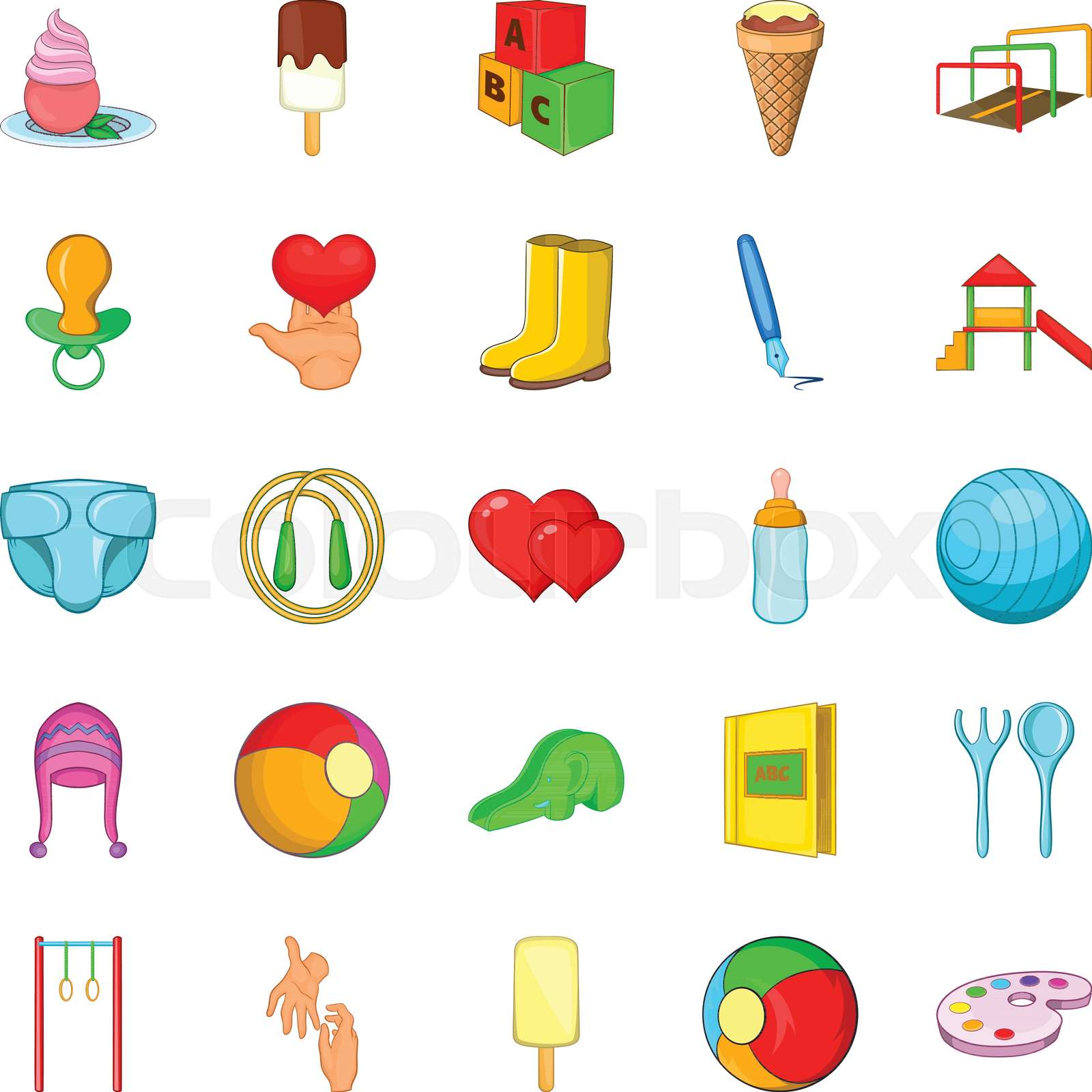 Child welfare icons set, cartoon style | Stock vector | Colourbox
