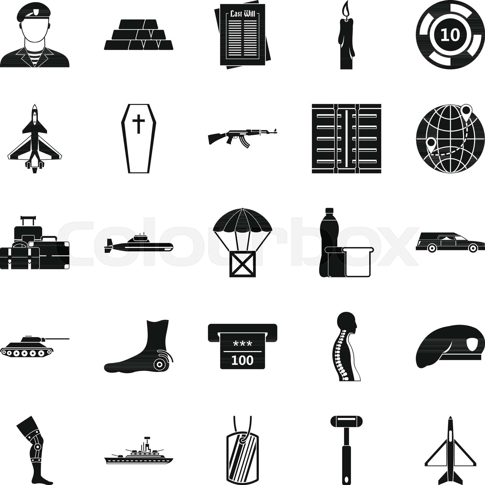 konsequenz, krieg, icons | Stock-Vektor | Colourbox