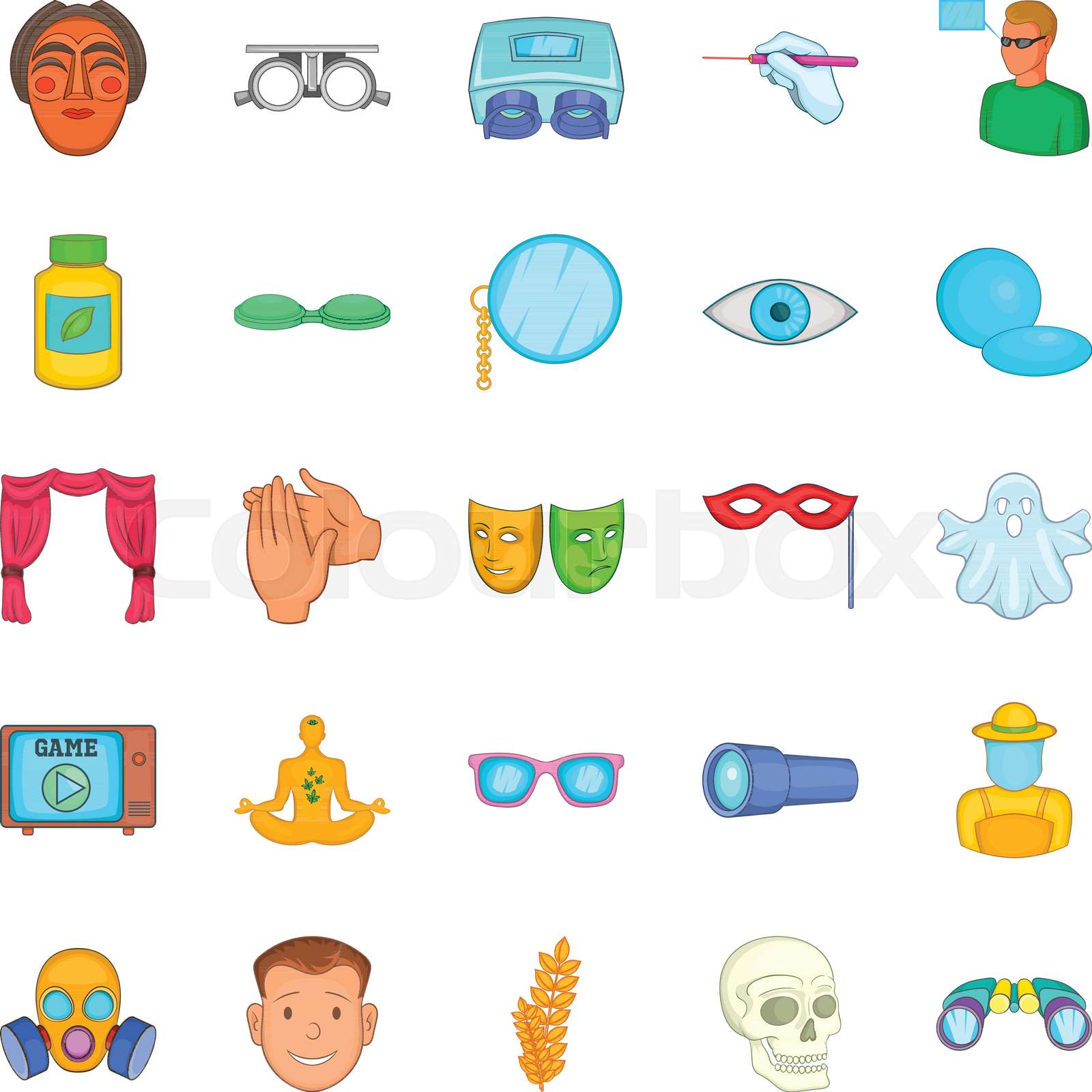 Seeing icons set, cartoon style | Stock vector | Colourbox