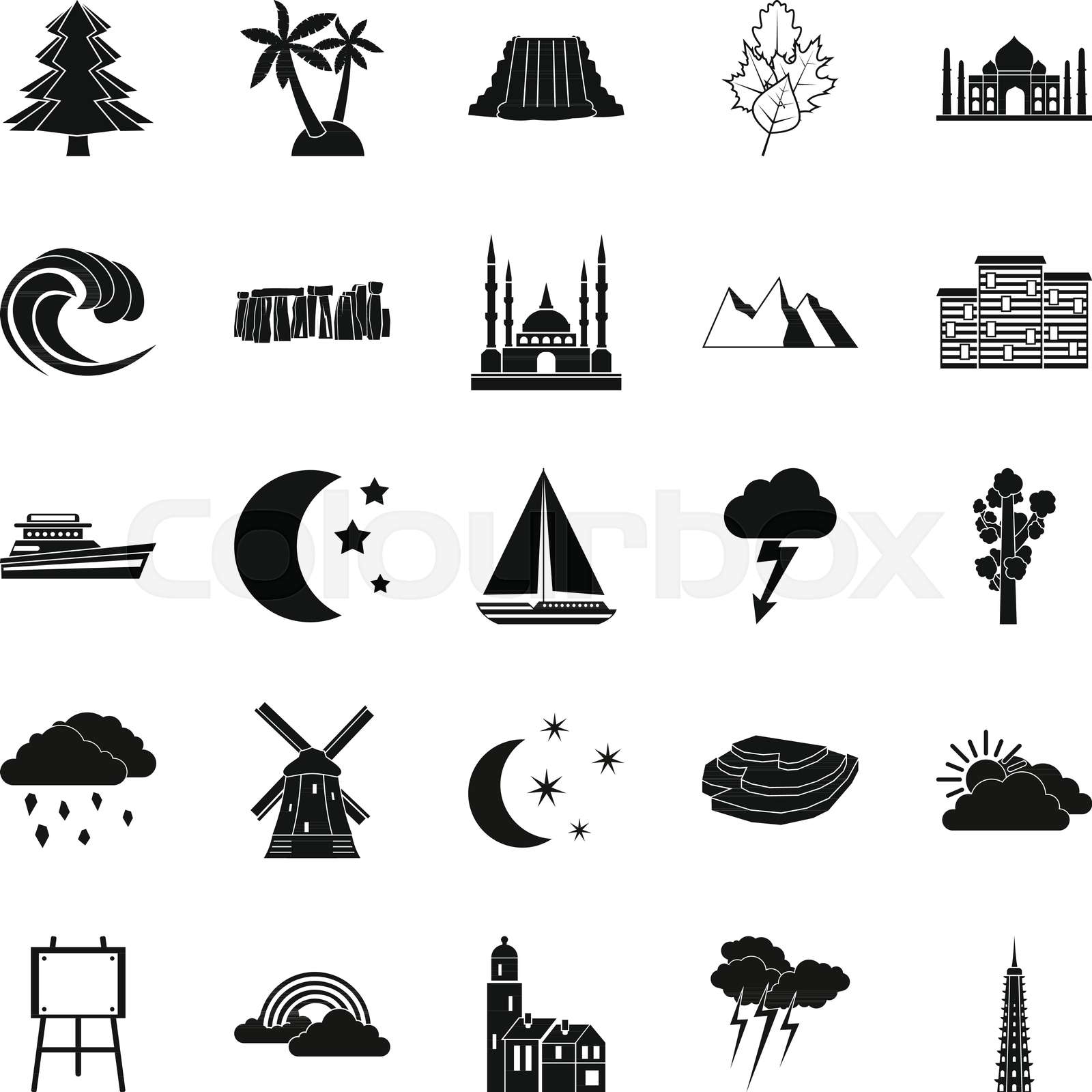 Dusk icons set, simple style | Stock vector | Colourbox