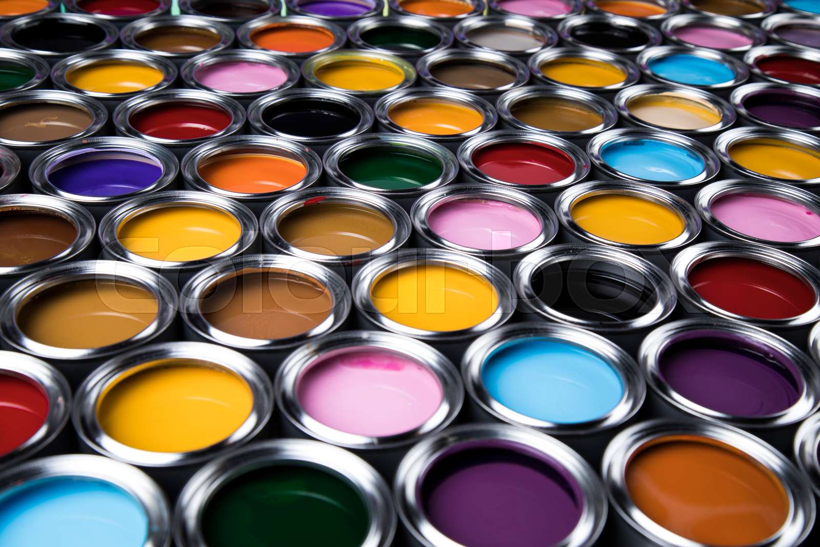 Colorful paint cans set | Stock image | Colourbox