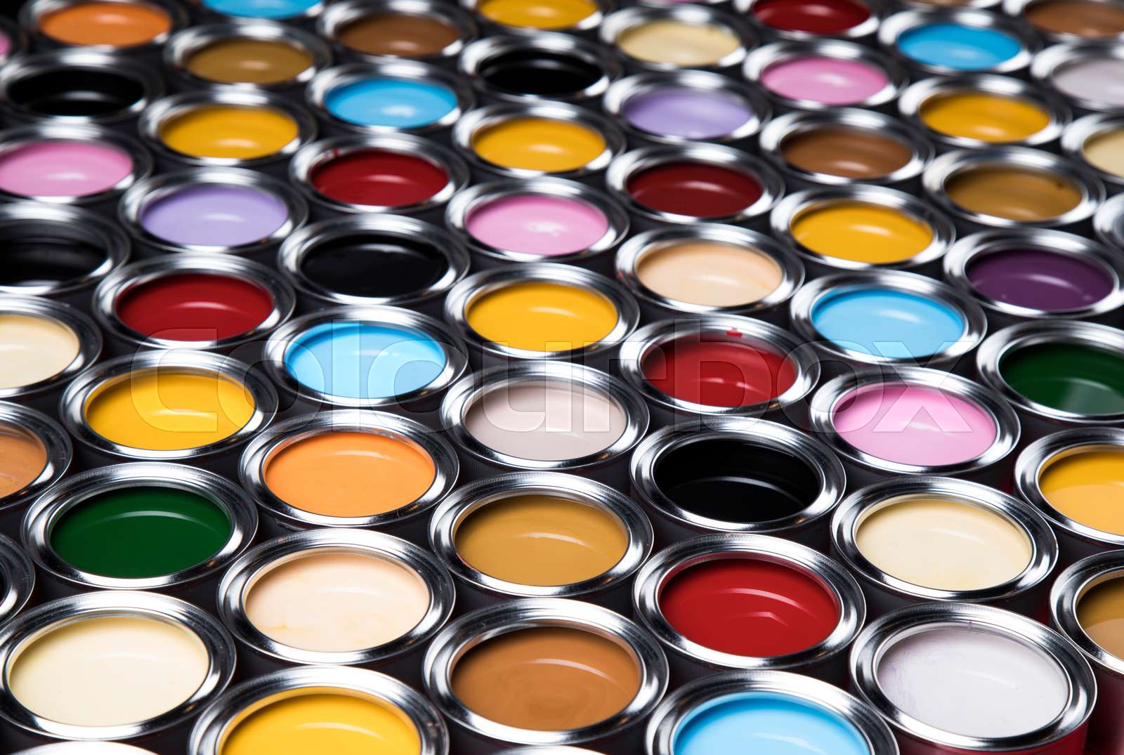 Collection of colored paints cans | Stock image | Colourbox
