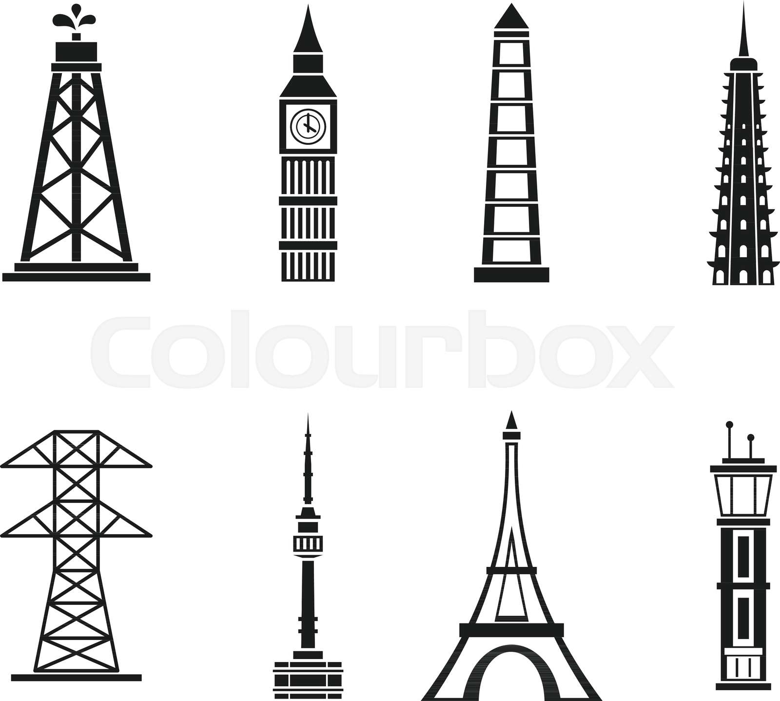 turm, icon, set | Stock-Vektor | Colourbox