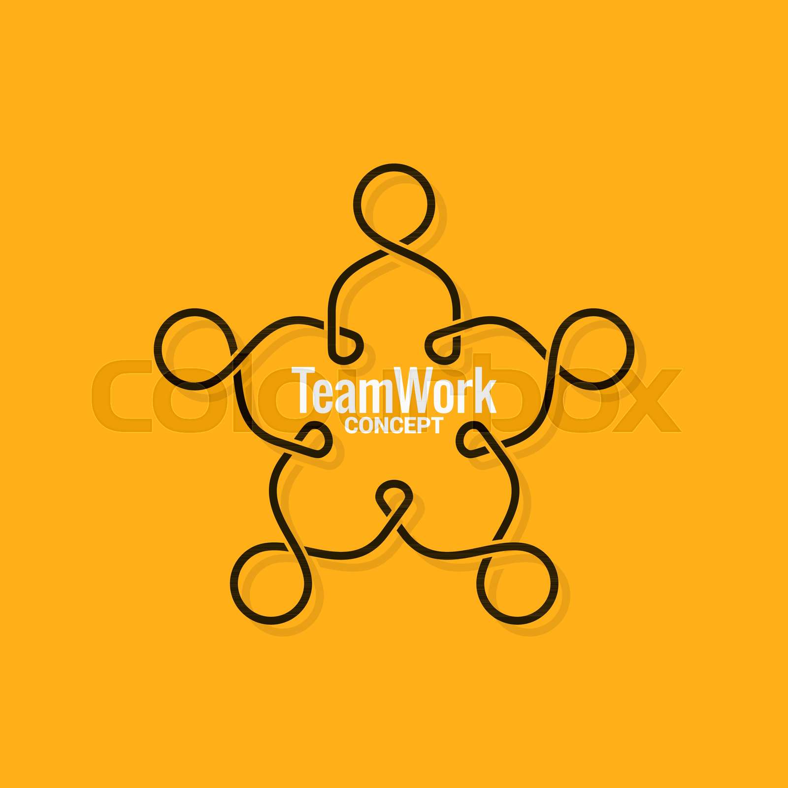 teamwork logo business line concept on yellow background | Stock vector ...