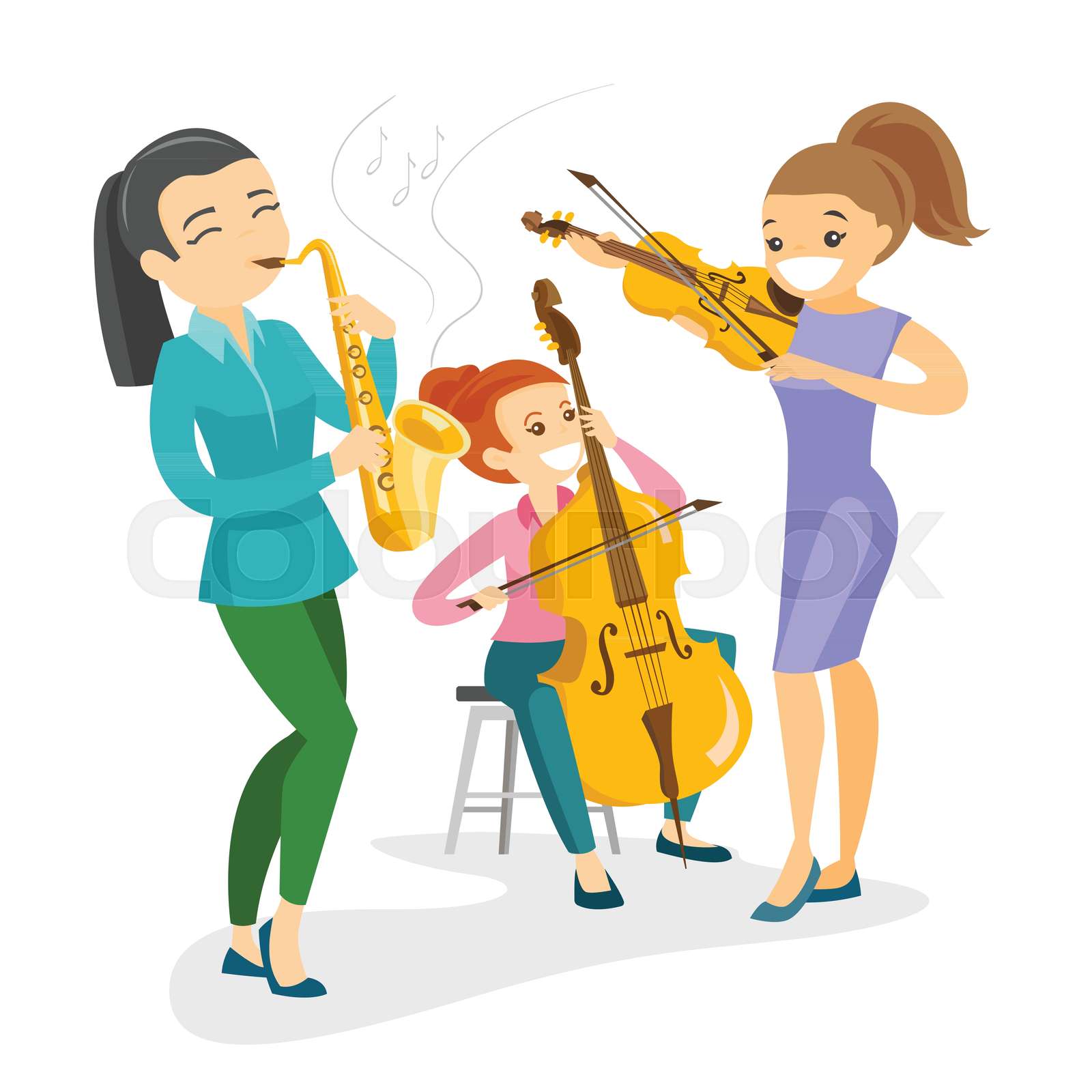 Band of musicians playing the musical instruments. | Stock vector ...