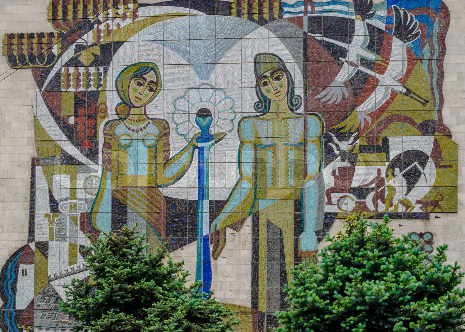 Soviet mural on a wall of a building from Chisinau | Stock image ...