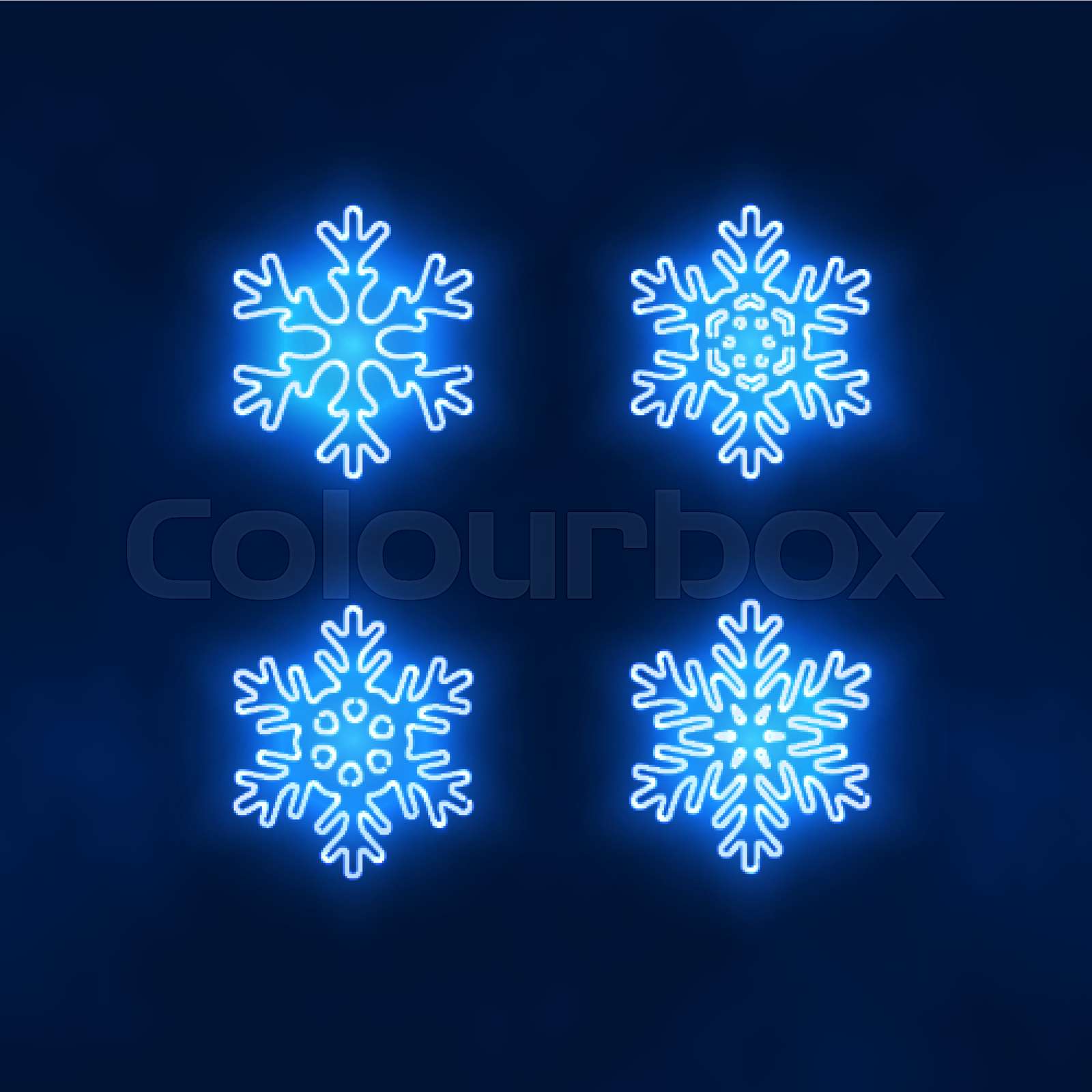 Radiating neon snowflakes | Stock vector | Colourbox