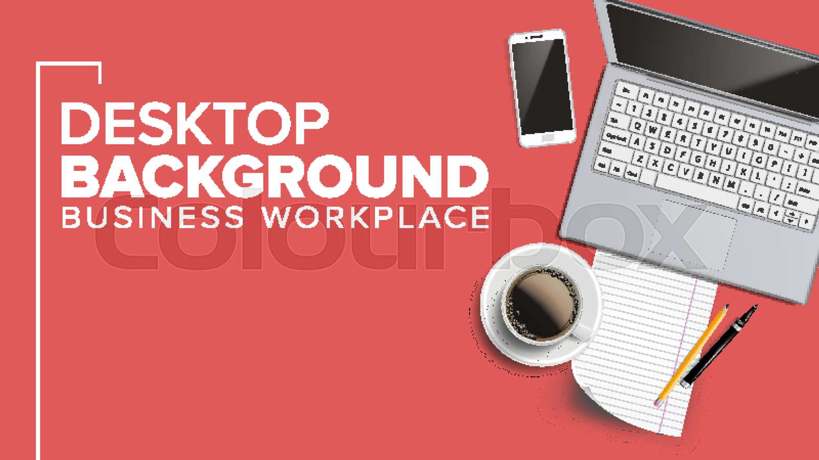 Top View Office Workplace Background Vector. Freelance Minimalism ...