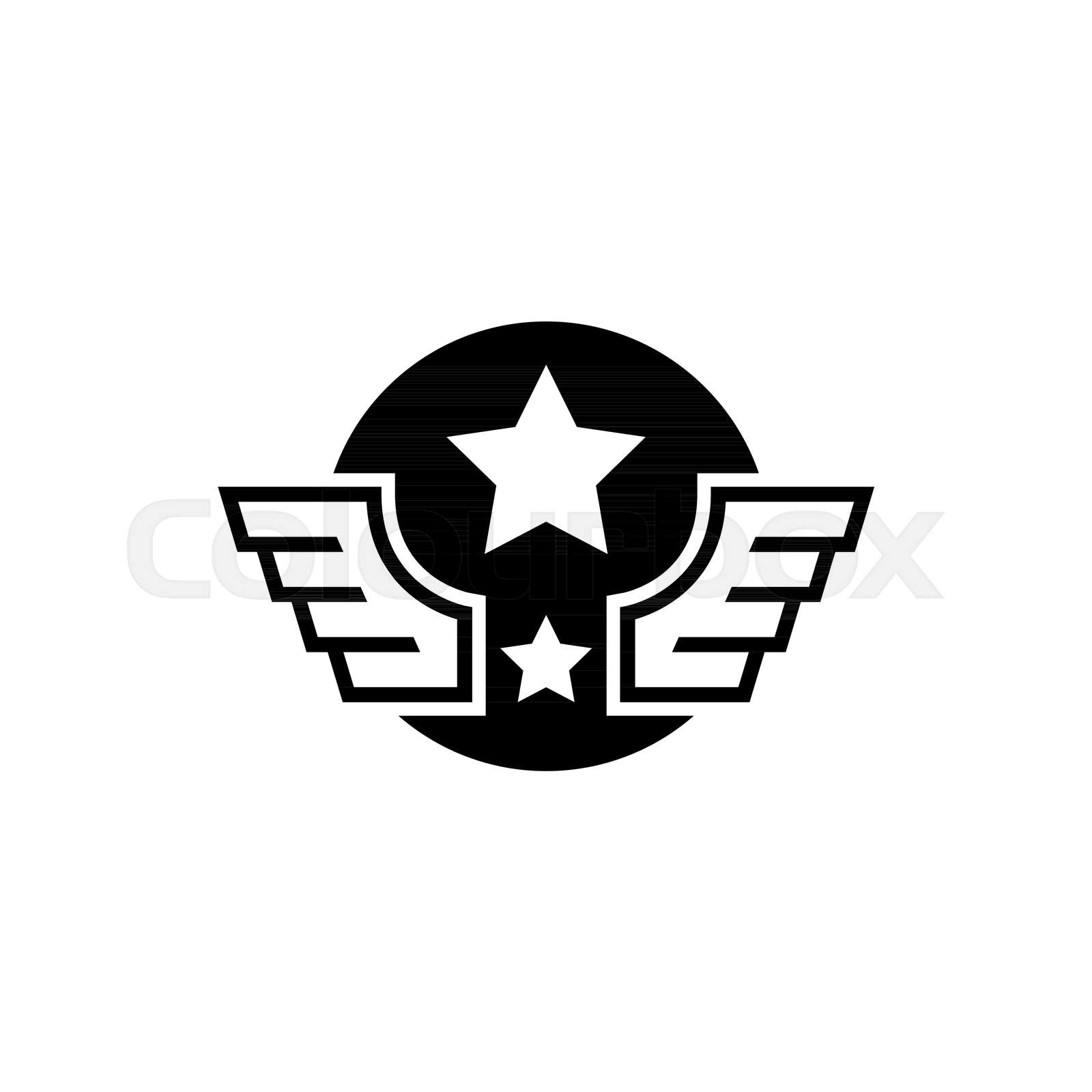 Aviation Military Wings with Star Flat Vector Icon | Stock vector ...