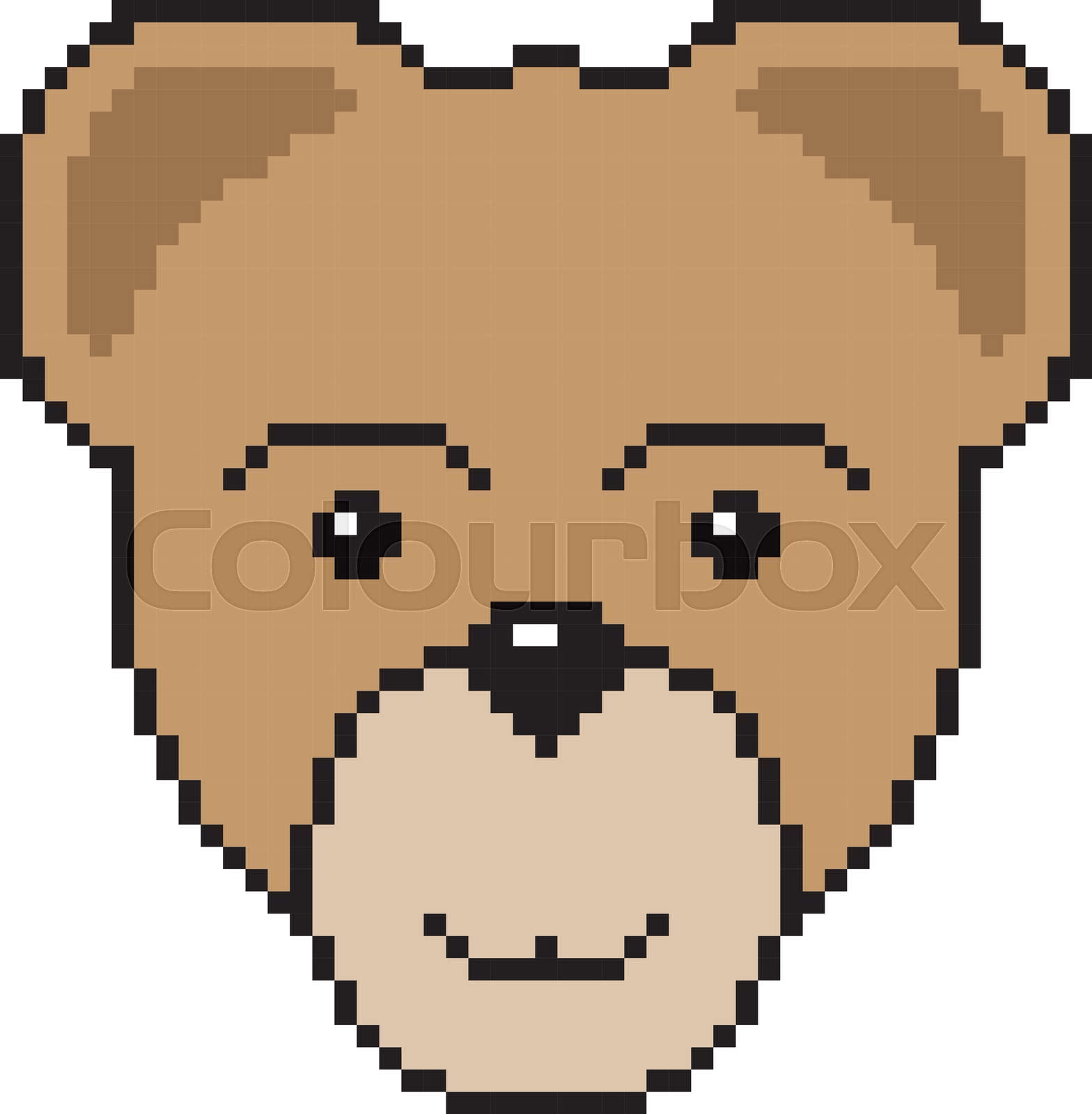 Bear head in pixel art style. Vector illustration for game or design ...