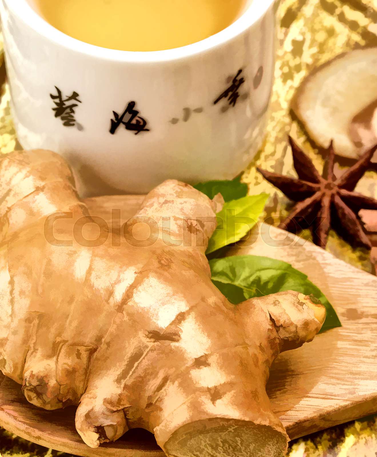 Ginger Tea Cup Represent Refresh Spiced And Beverage | Stock image ...