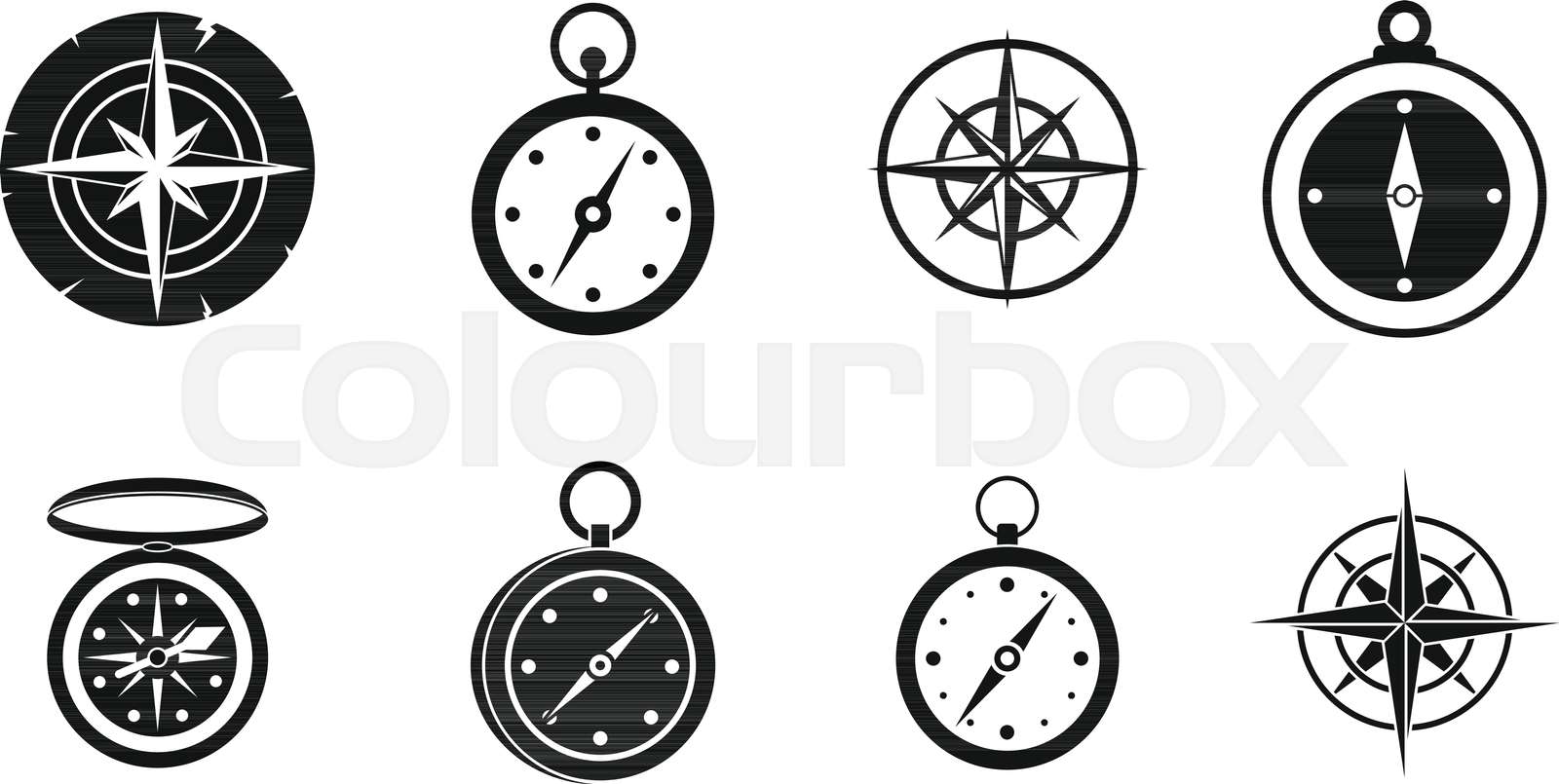 kompass, icon, set | Stock-Vektor | Colourbox