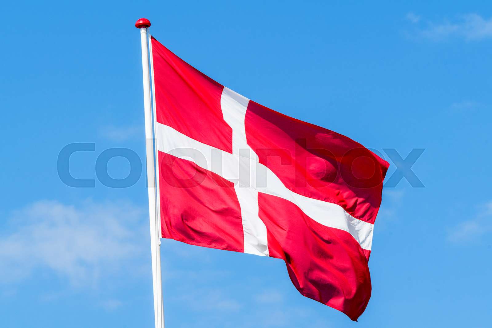 Dansk flag i røde og hvide farver kaldet Dannebrog | Stock foto | Colourbox