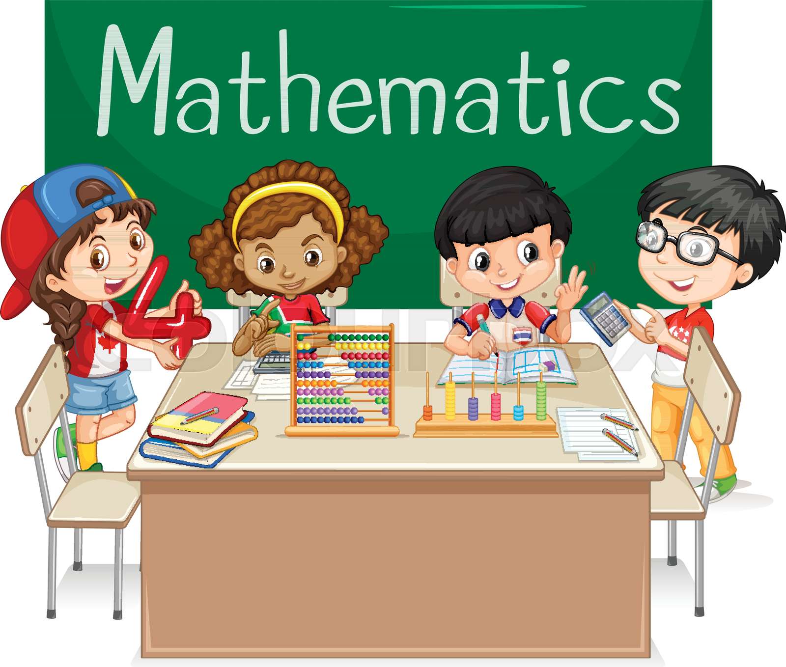 School subject for Mathematics with kids in class | Stock vector ...