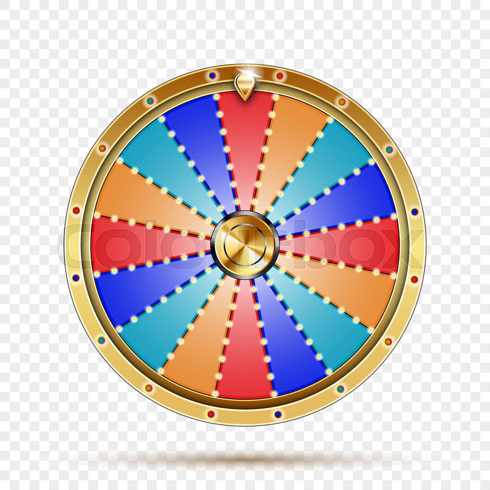 Wheel of fortune with glowing lamps isolated on transparent background ...