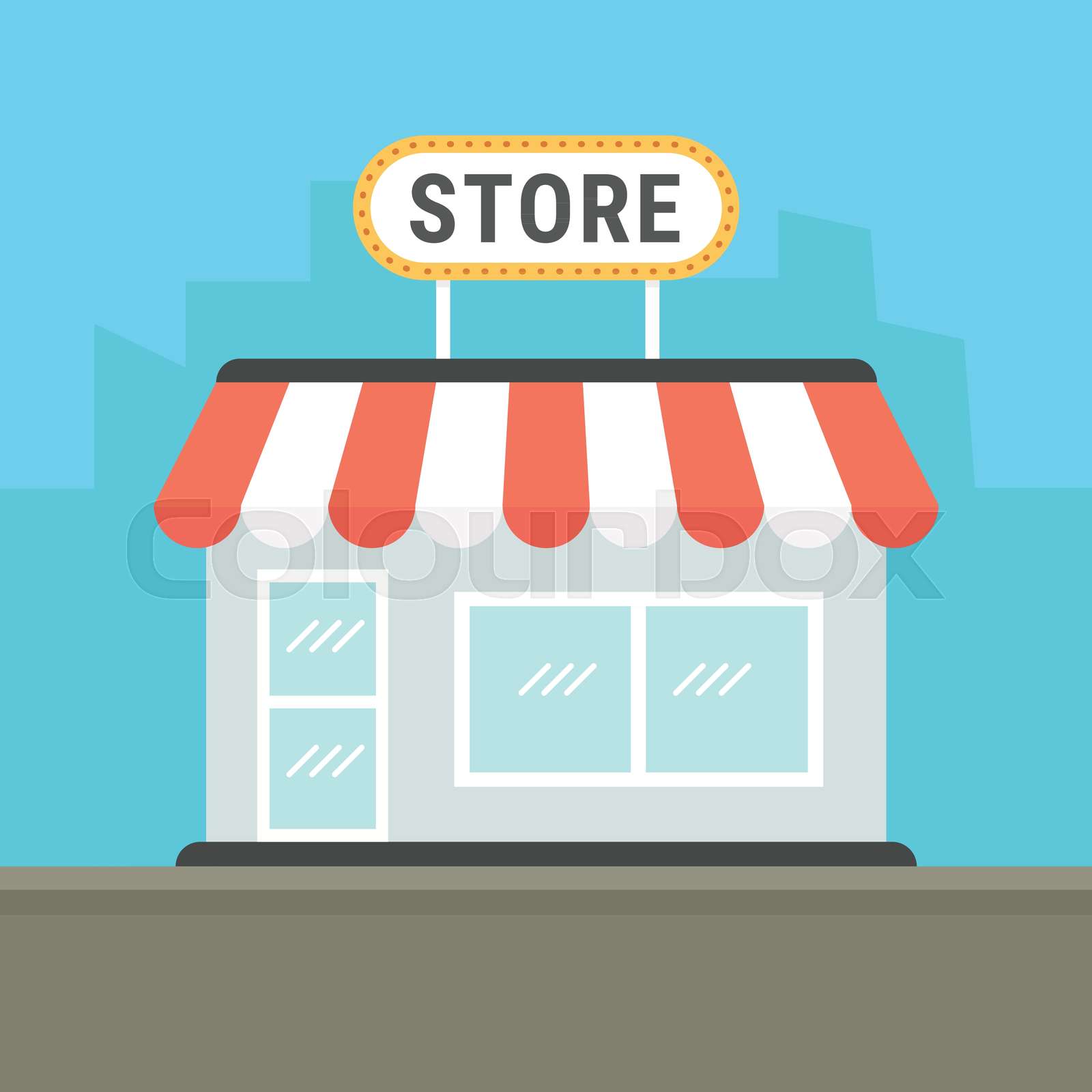 Storefront in the city vector illustration, store building on town ...