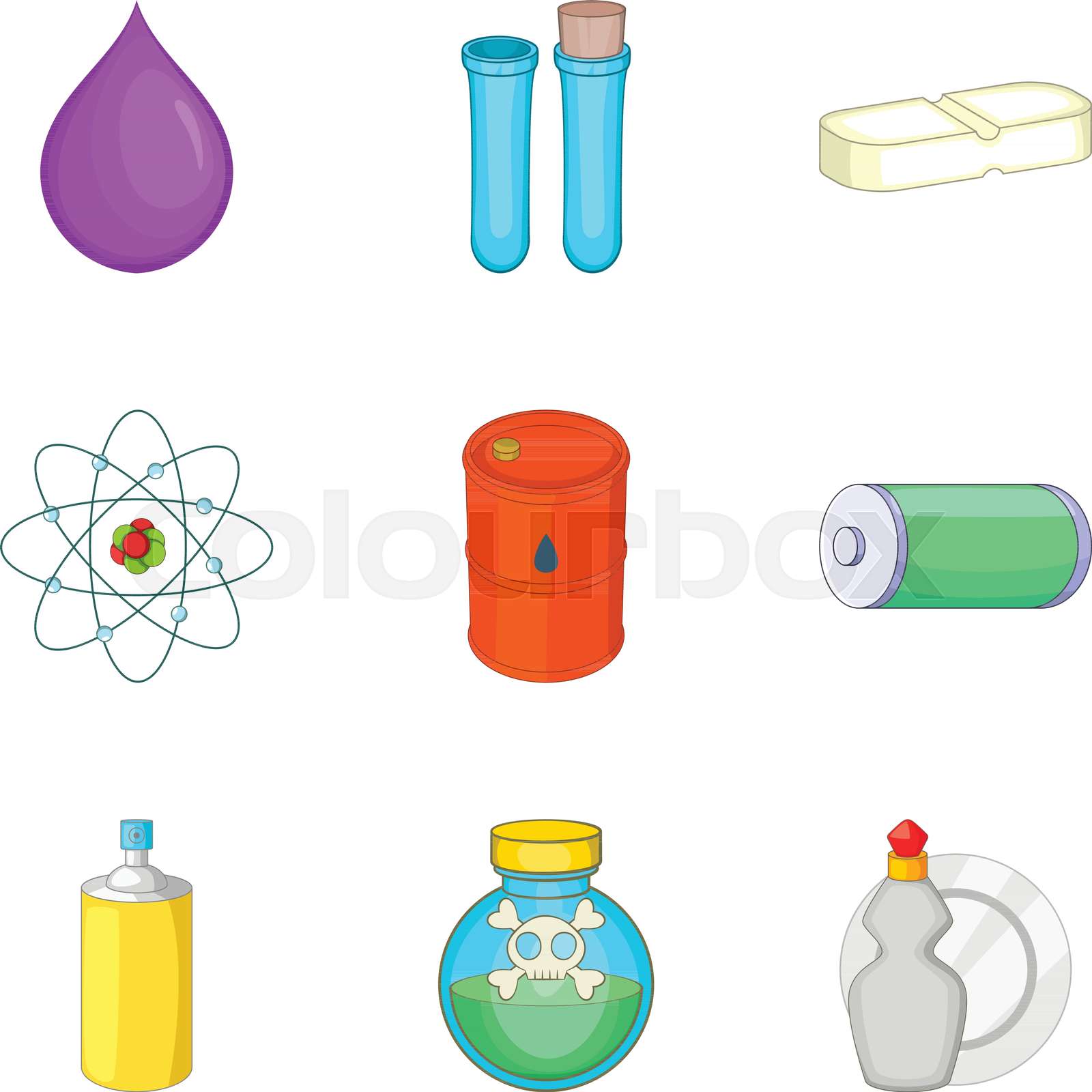 Narcotic icons set, cartoon style | Stock vector | Colourbox