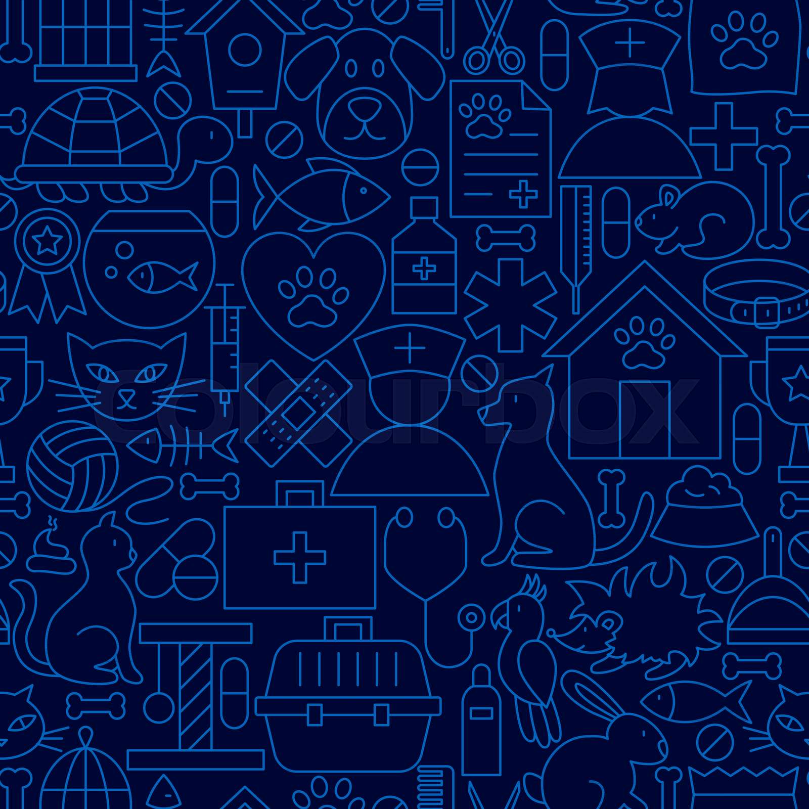 Pet Vet Line Seamless Pattern | Stock vector | Colourbox