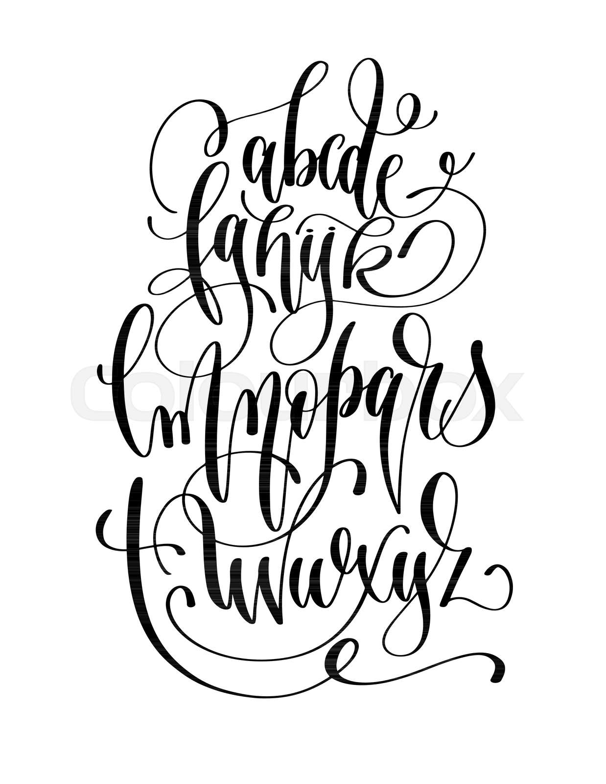 black and white hand lettering alphabet design, handwritten brush ...