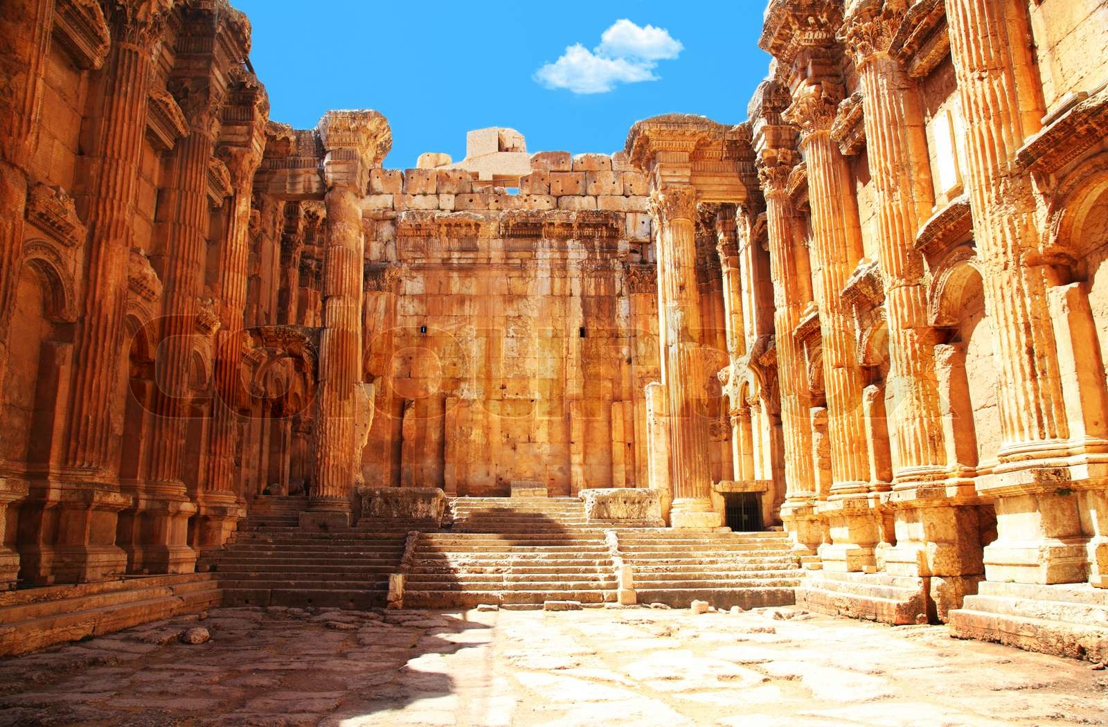 Jupiter's temple ancient Roman columns, Baalbek, Lebanon | Stock image ...