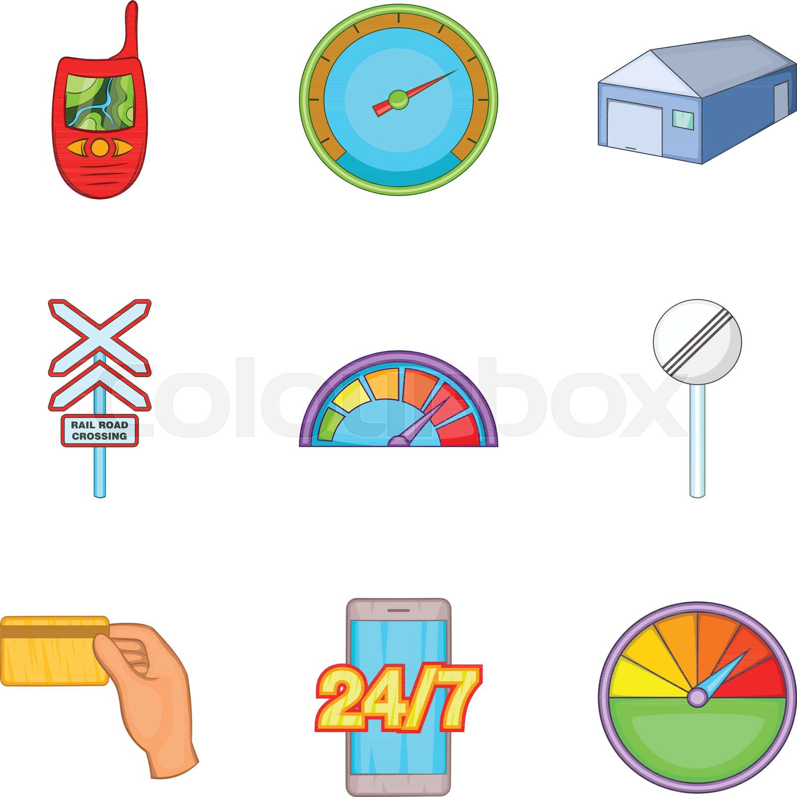 Limitation icons set, cartoon style | Stock vector | Colourbox
