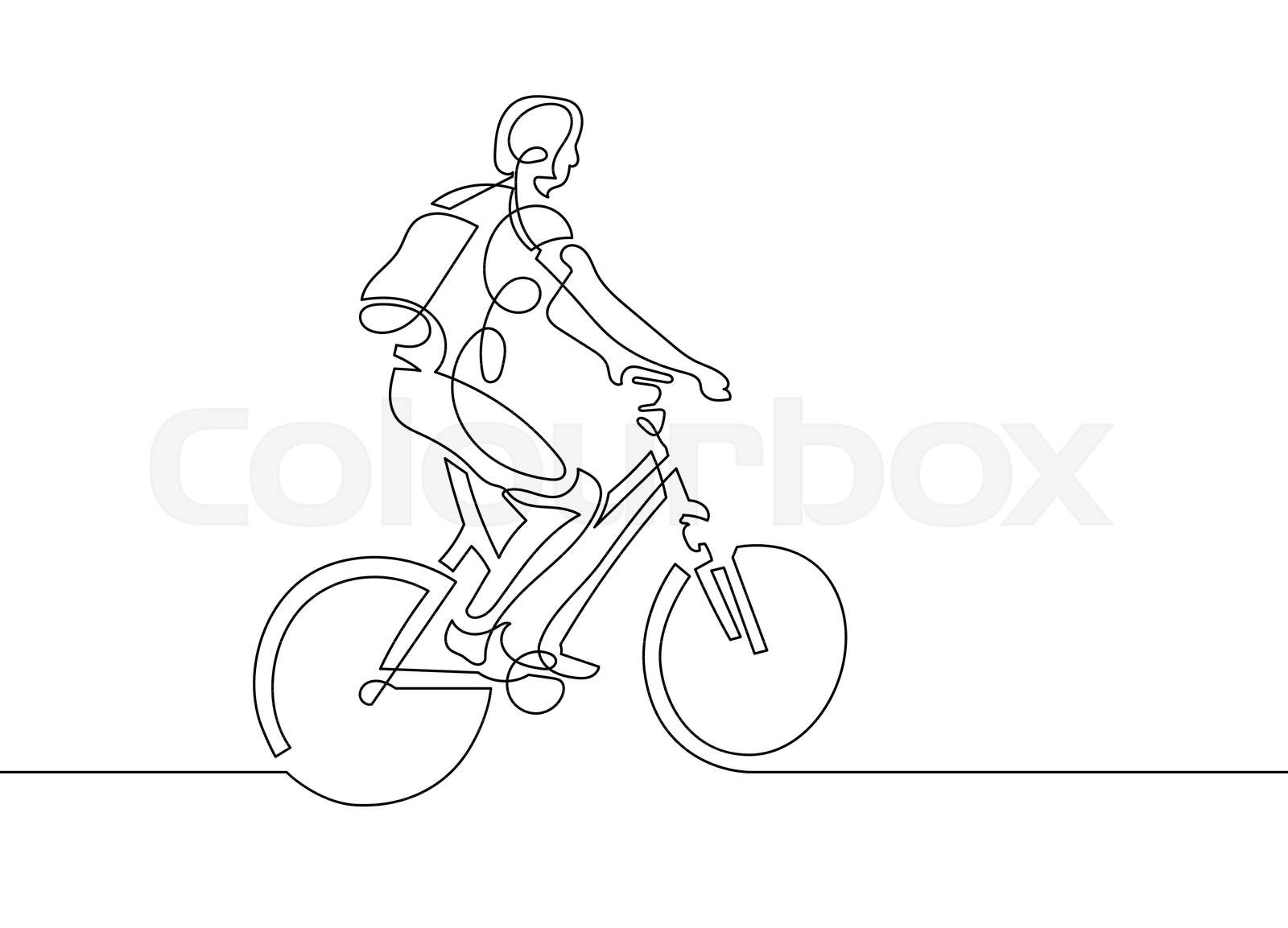 continuous one line drawing of young woman riding a bicycle | Stock ...