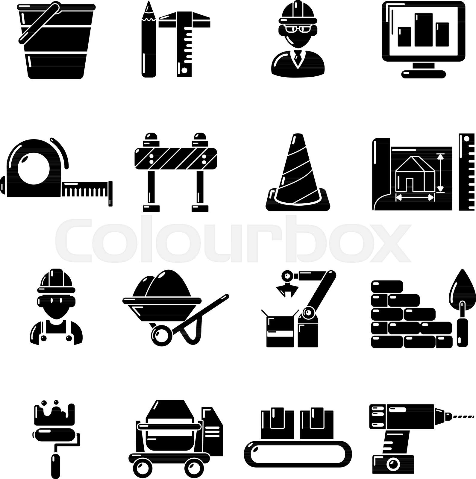 Building process icons set, simple style | Stock vector | Colourbox