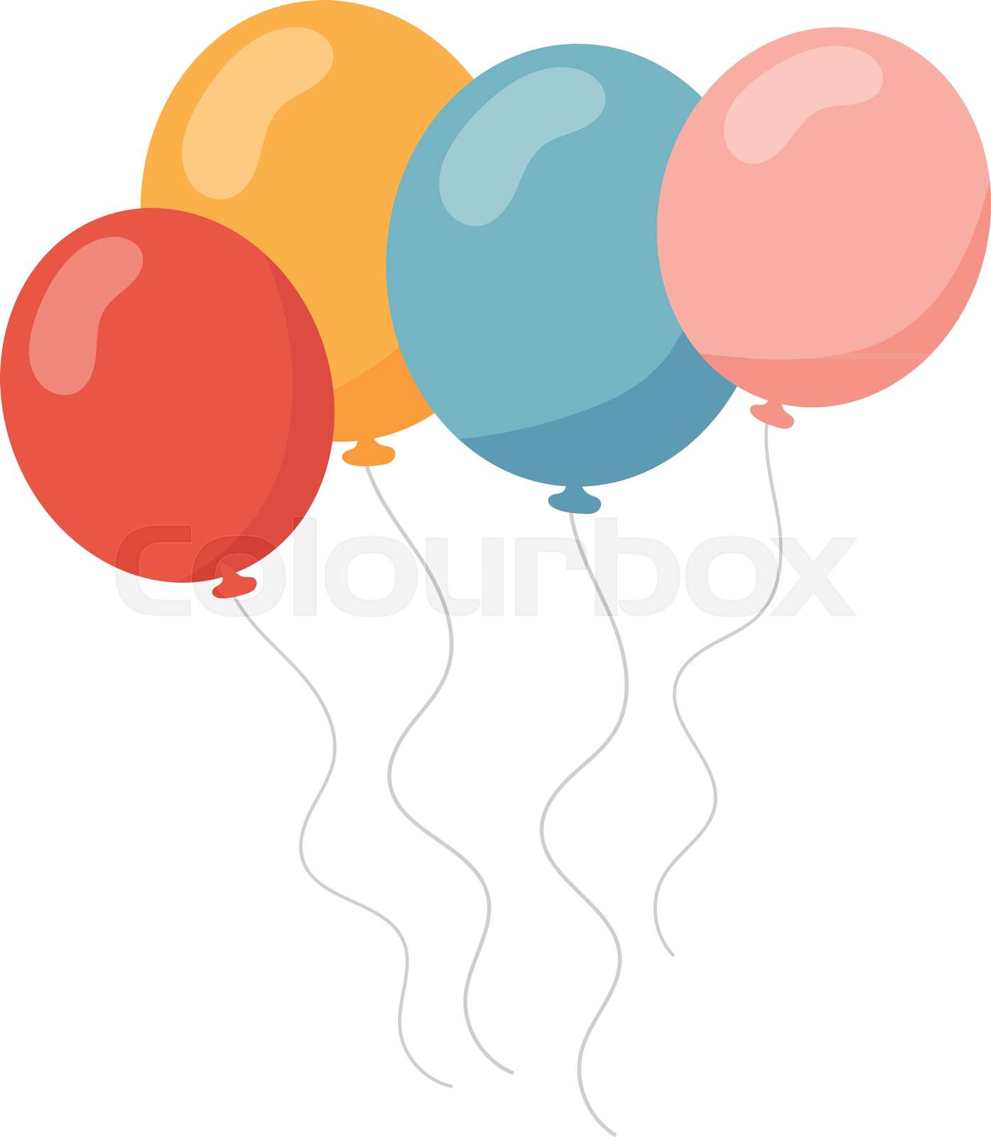 Bunch of balloons in cartoon flat style isolated on white background ...