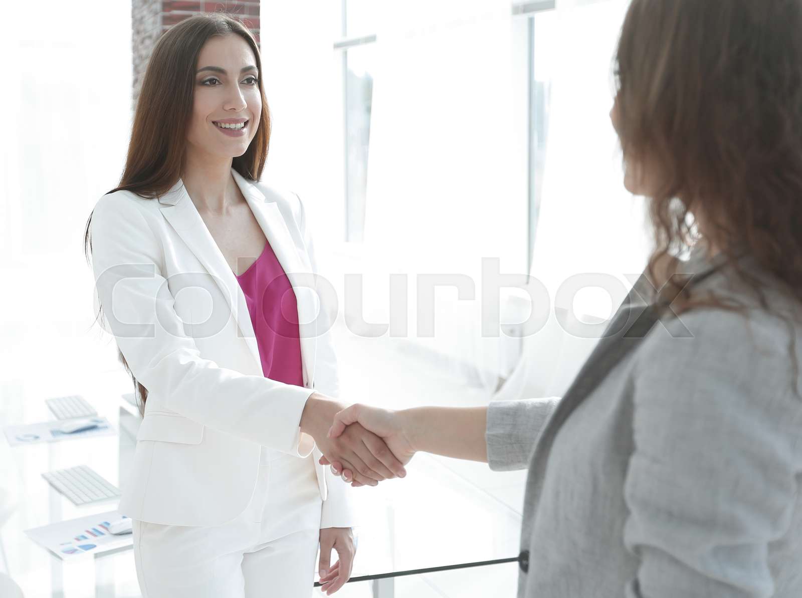welcome handshake women business partners | Stock image | Colourbox