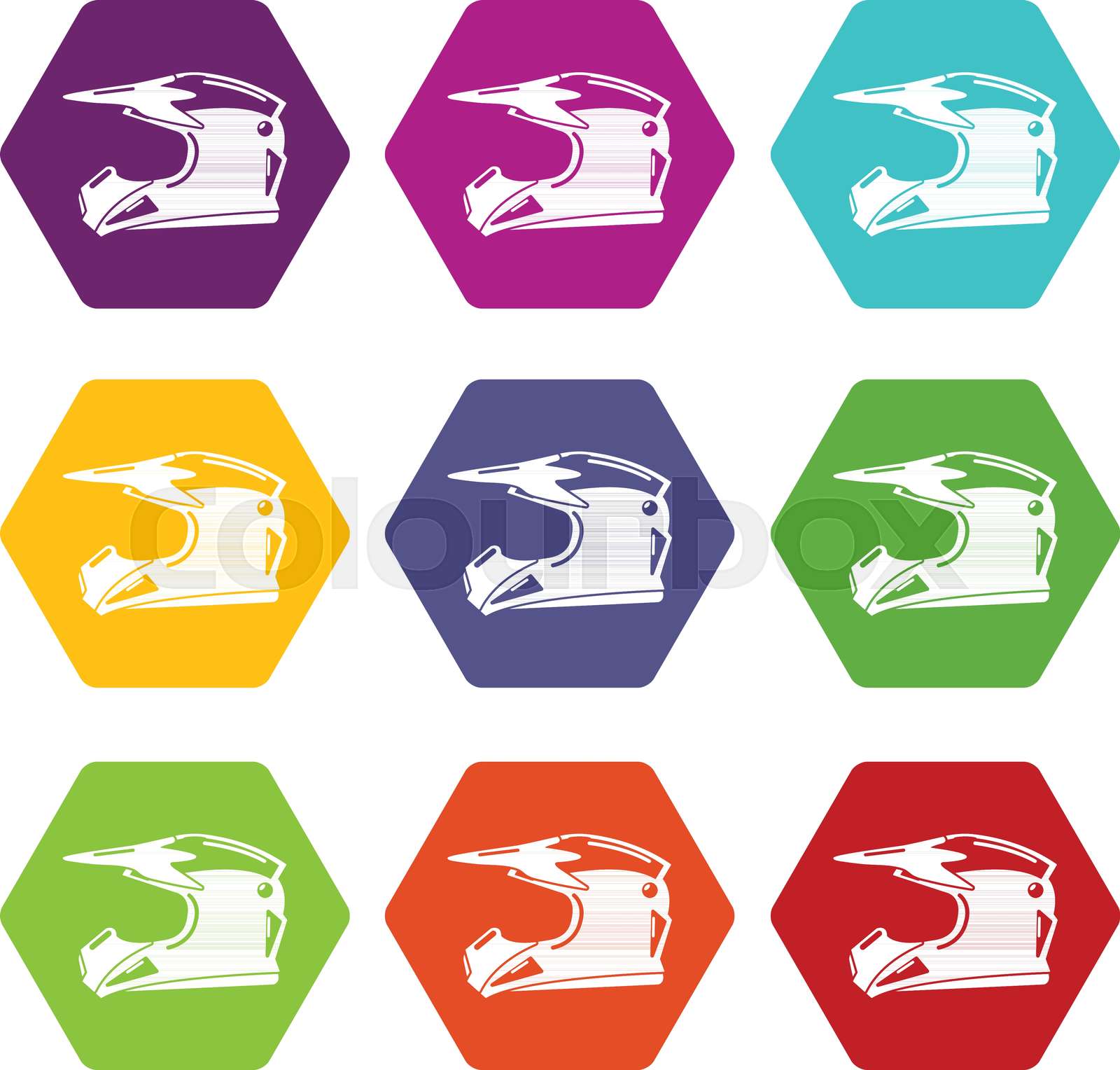 Motorcycle helmet icons set 9 vector | Stock vector | Colourbox