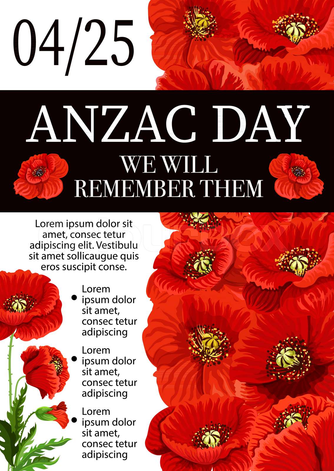 Anzac Day Lest We Forget remembrance vector poster | Stock vector ...