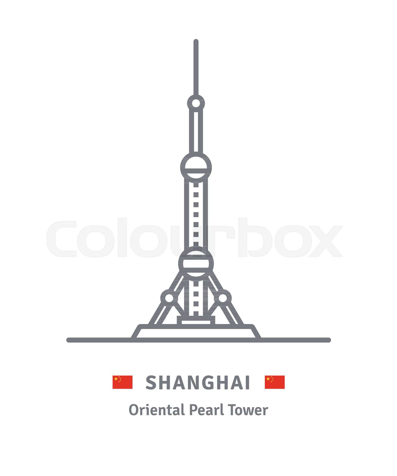 Oriental Pearl Tower at Shanghai line icon | Stock vector | Colourbox