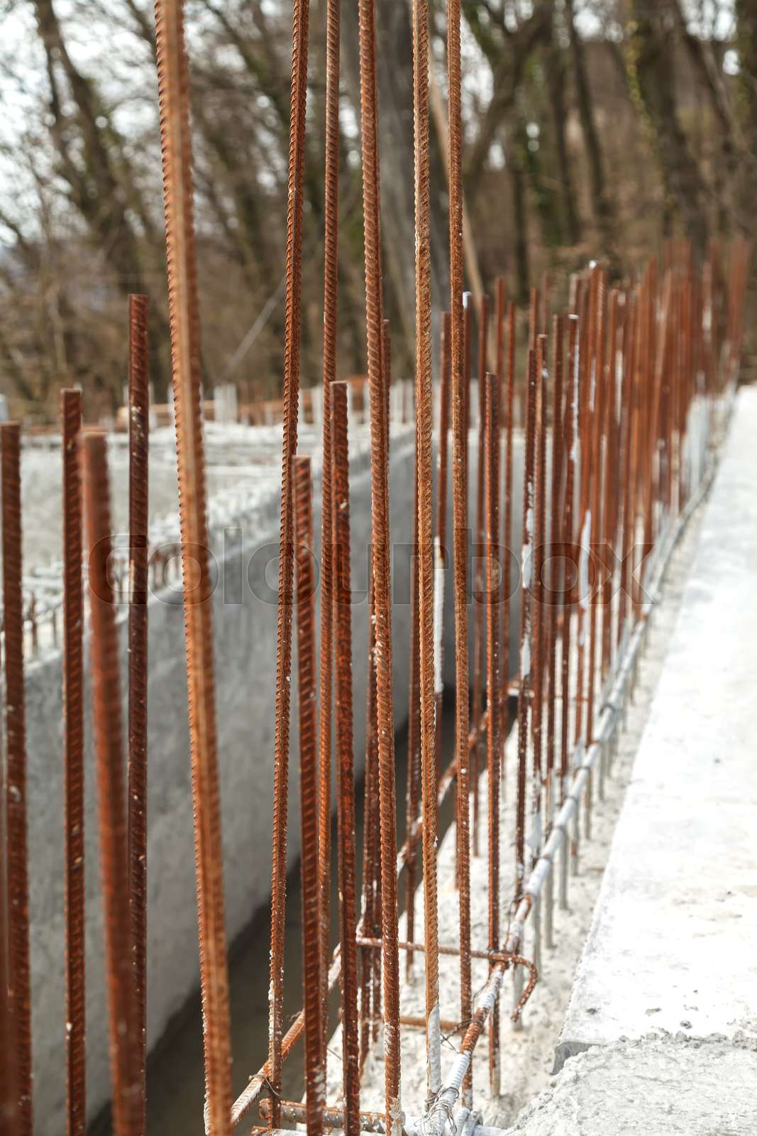 Construction of a new building, binding of reinforcement | Stock image ...