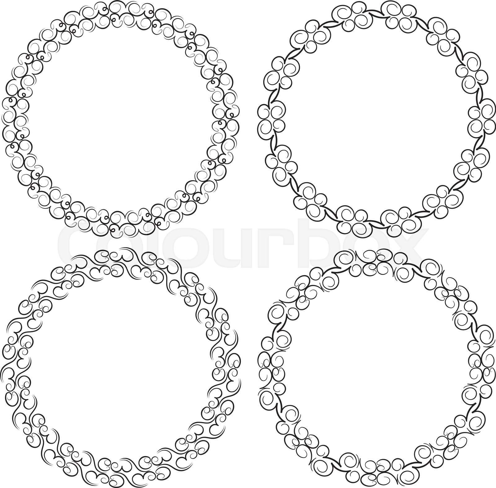Set of four black round frames for your design | Stock vector | Colourbox