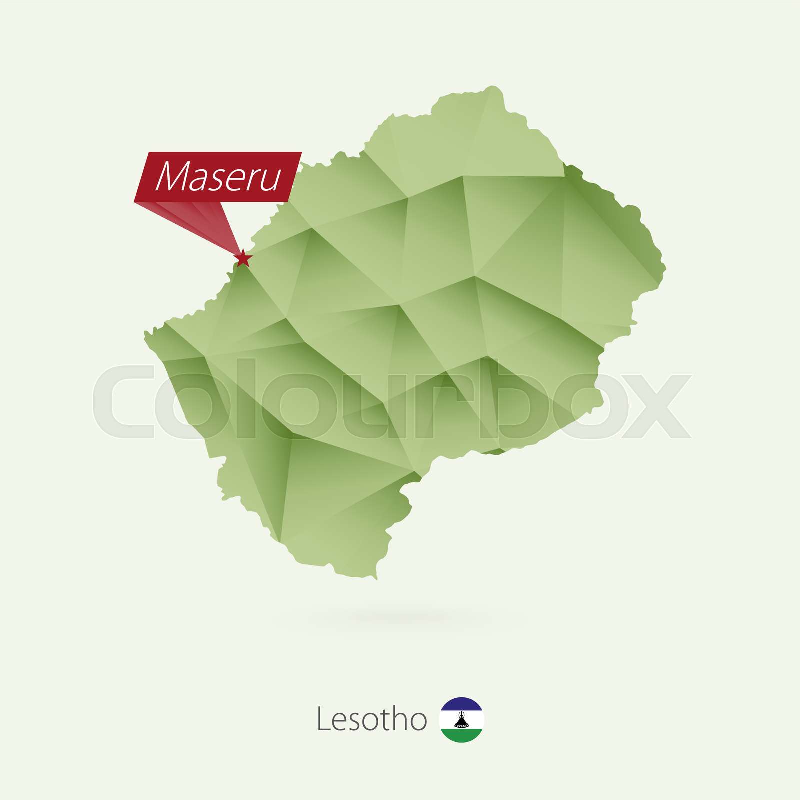 Green gradient low poly map of Lesotho with capital Maseru | Stock ...