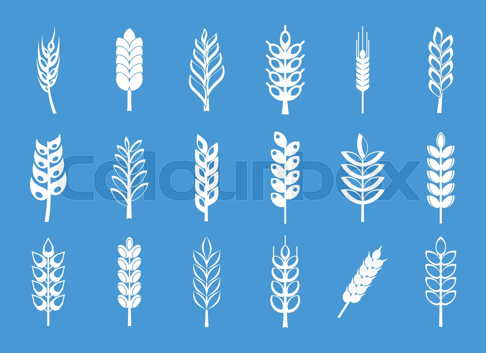 Wheat icon blue set vector | Stock vector | Colourbox