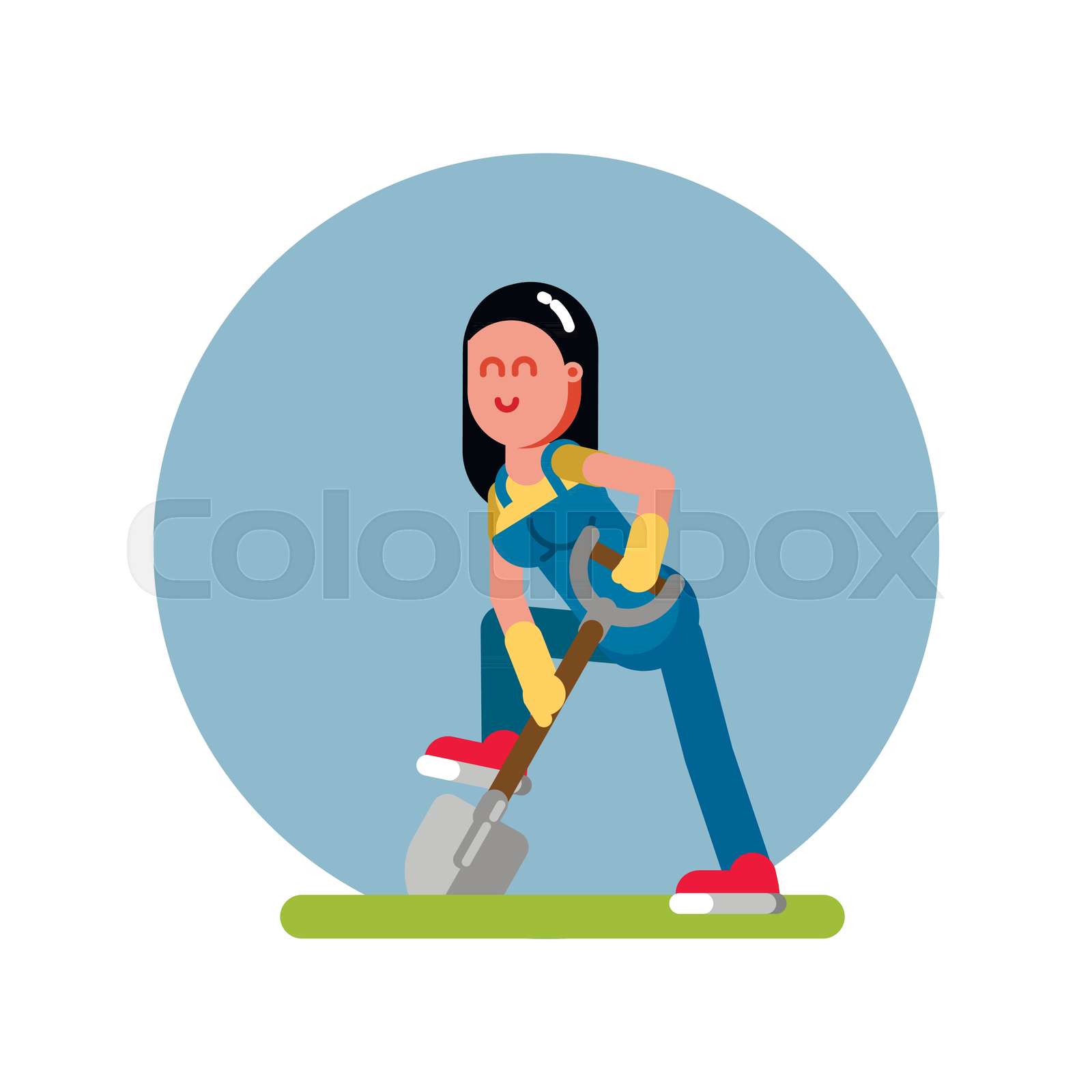Woman digging the ground | Stock vector | Colourbox