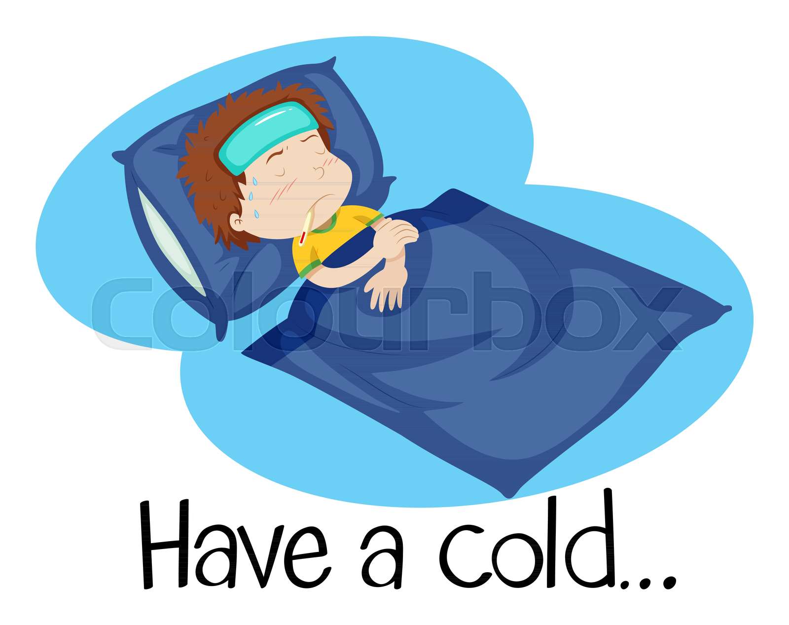 An illustartion of a child with a cold | Stock vector | Colourbox