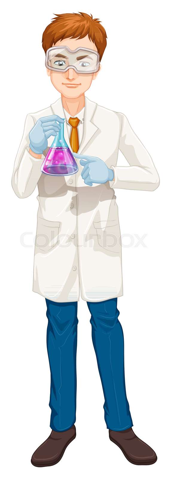 A Scientist holding a beaker illustration | Stock vector | Colourbox