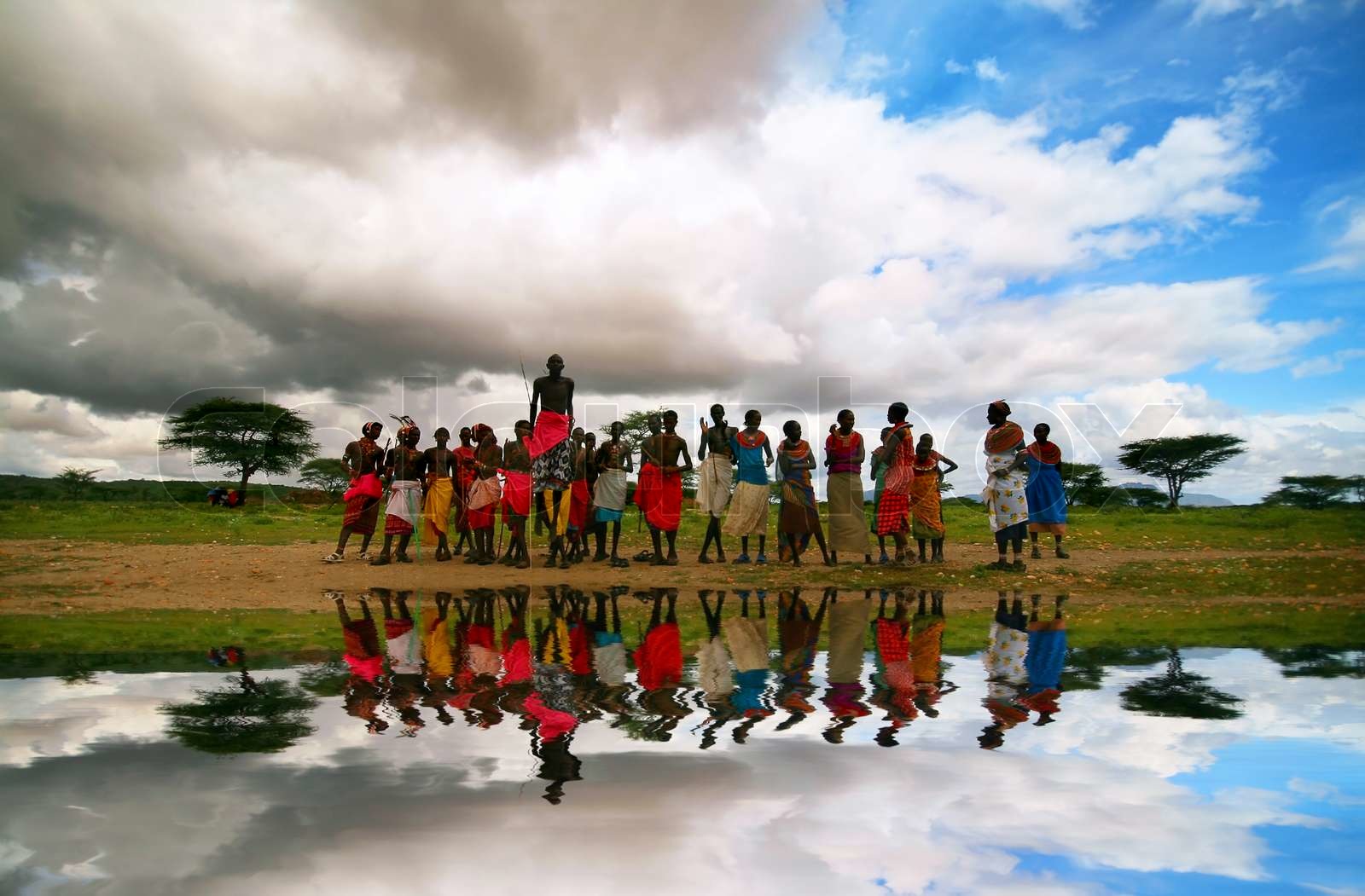 Traditional jumps of African Samburu tribesman | Stock image | Colourbox
