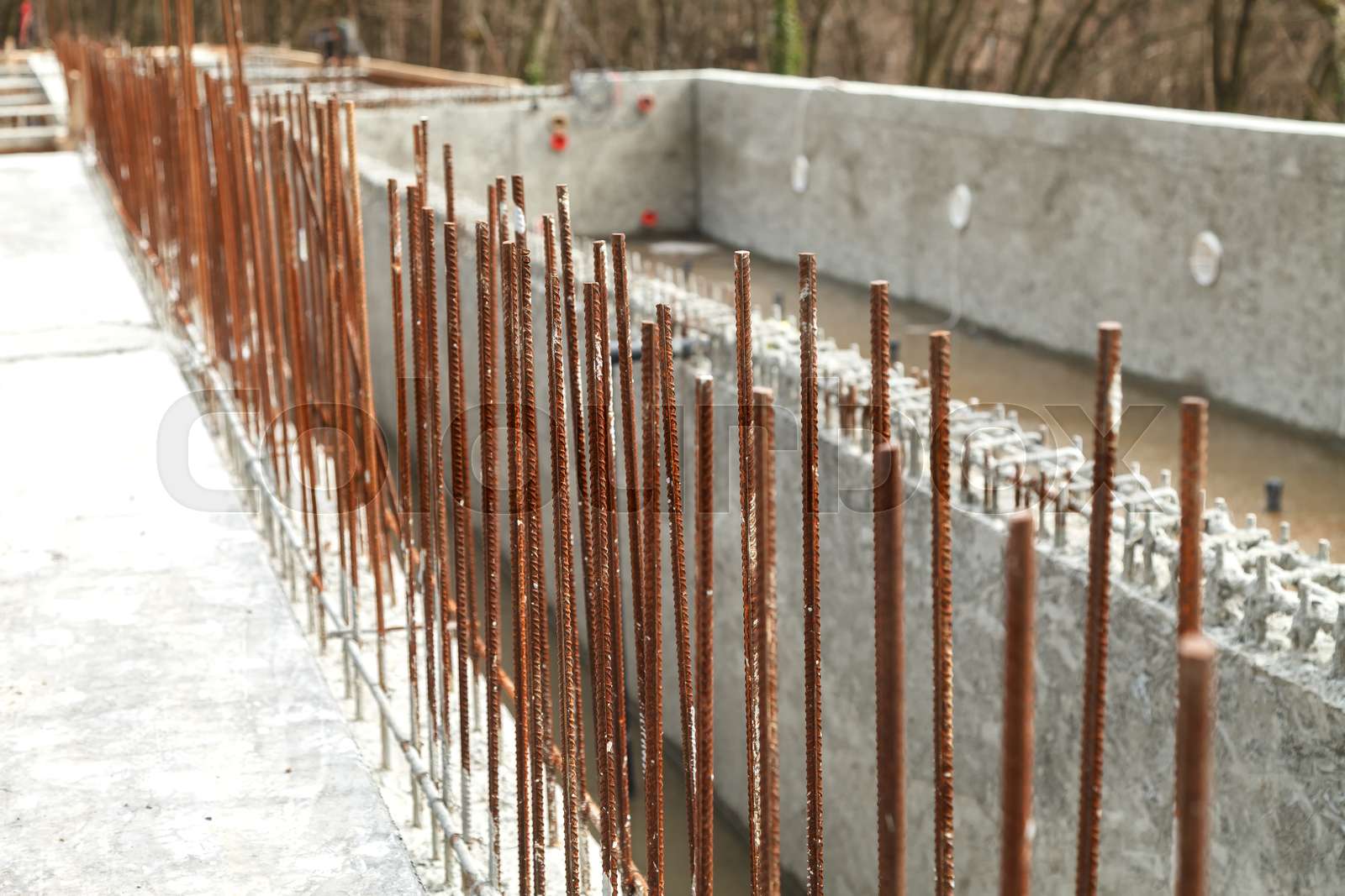 Construction of a new building, binding of reinforcement | Stock image ...