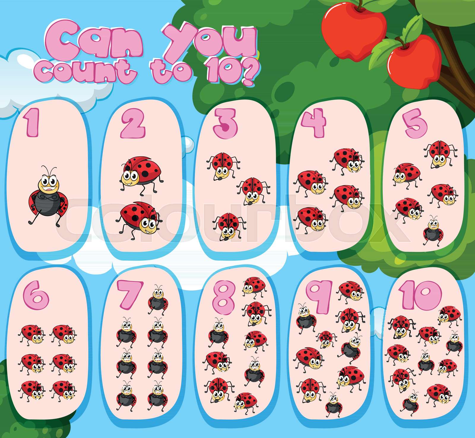Counting one to ten with ladybugs | Stock vector | Colourbox