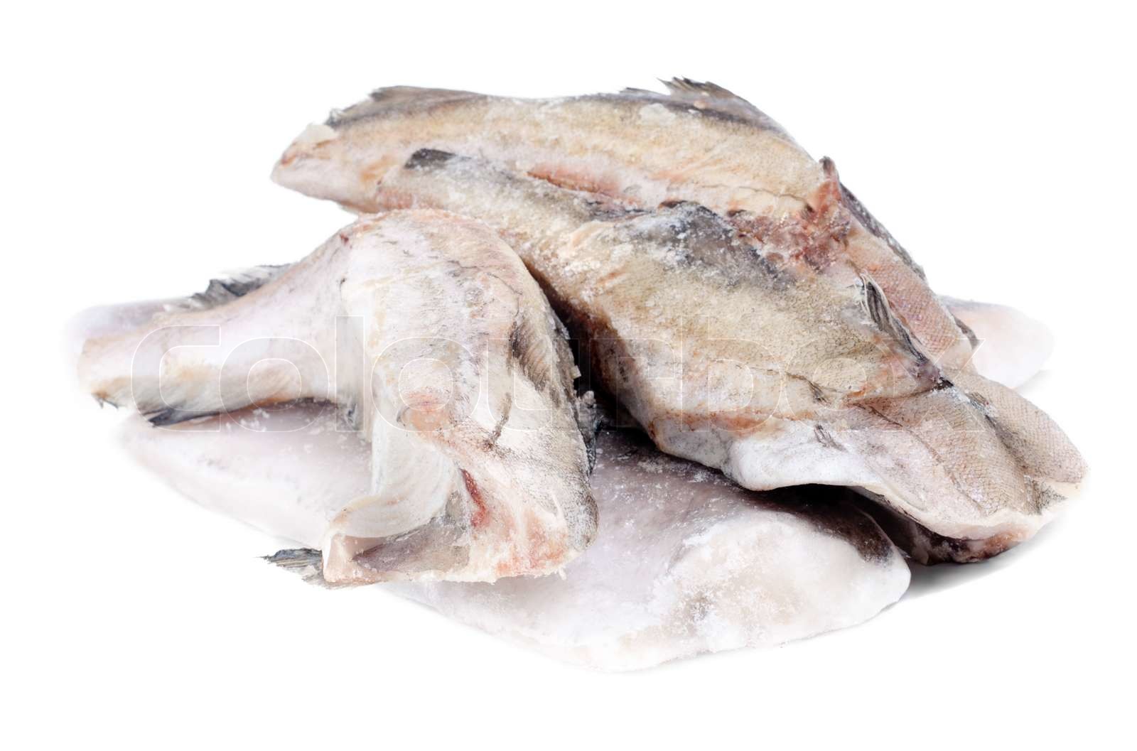 frossen fisk pollock og kulmule isolation | Stock foto | Colourbox