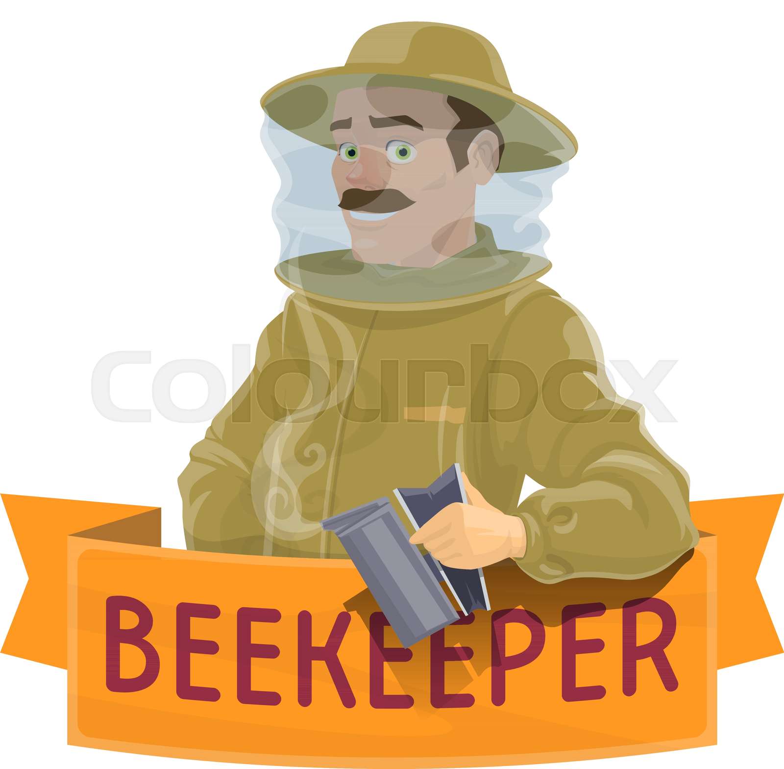 Beekeeper in hat icon for beekeeping farm design | Stock vector | Colourbox