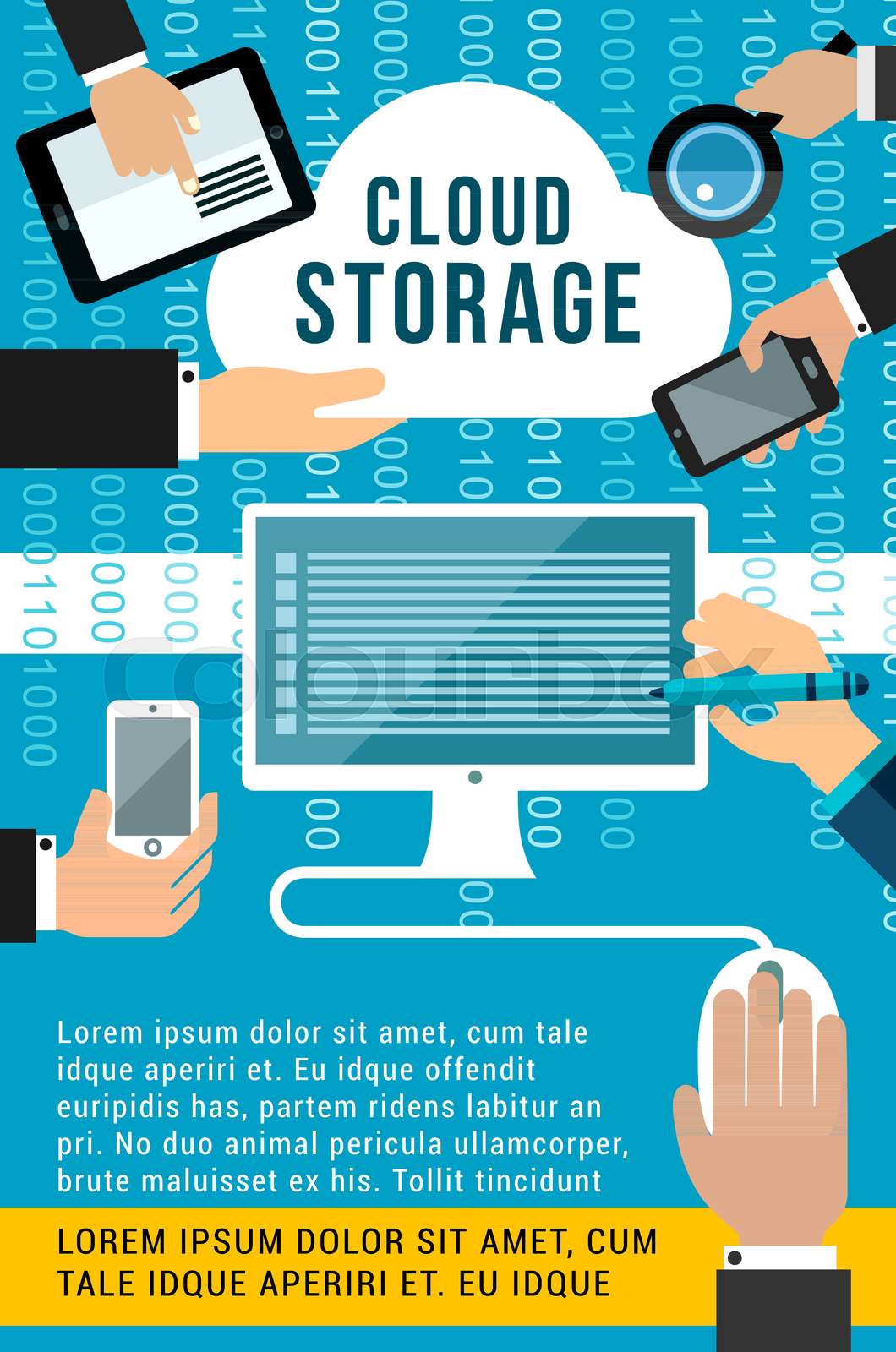 Cloud storage flat banner of computing technology | Stock vector ...