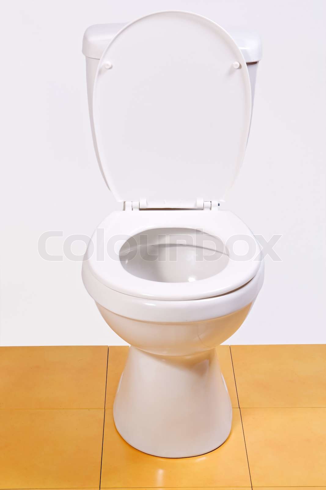 open toilet bowl isolated on glaze tile | Stock image | Colourbox