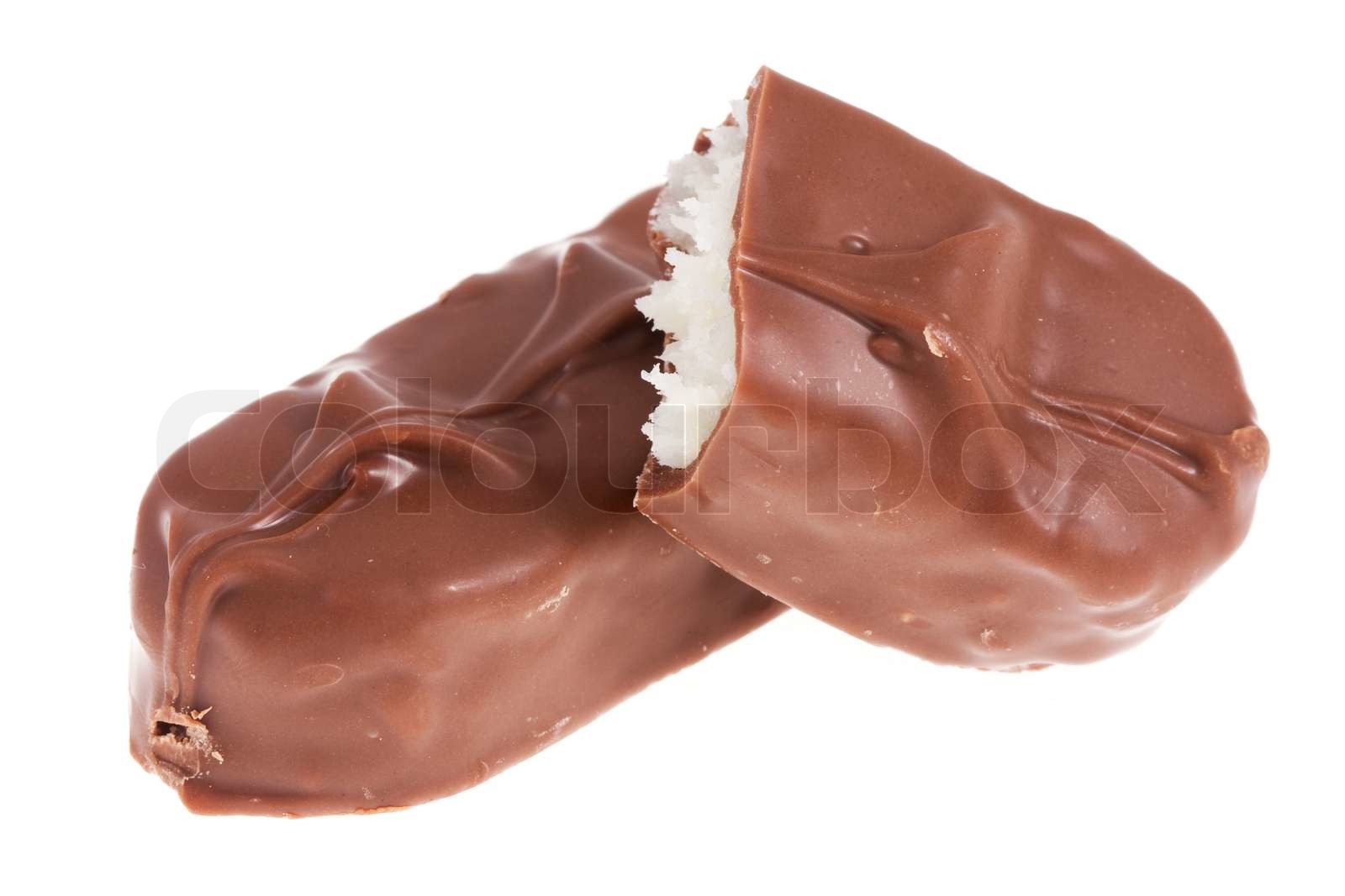 Schokolade mit Kokos isoliert auf weißem | Stock Bild | Colourbox